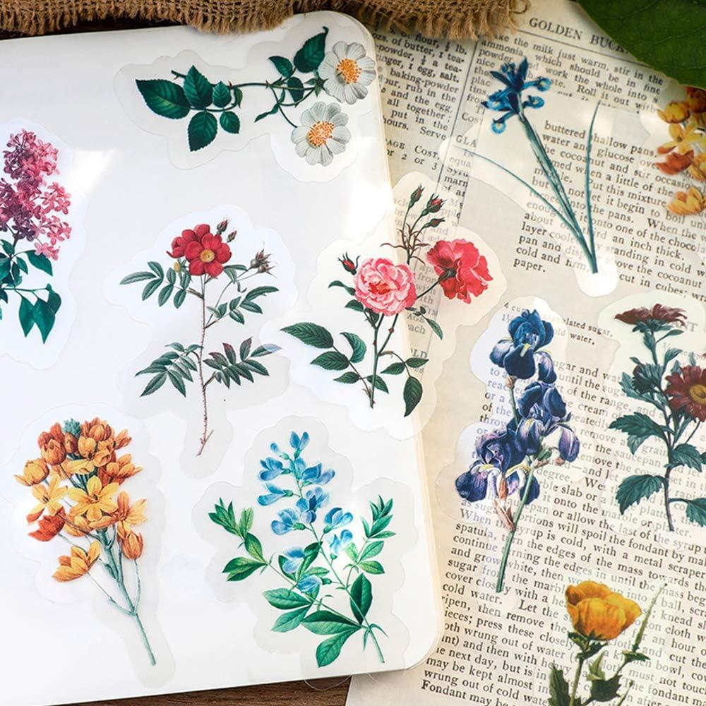 ZMLSED Vintage Natural Stickers - 40Pcs Pretty Floral Decorative Retro ...