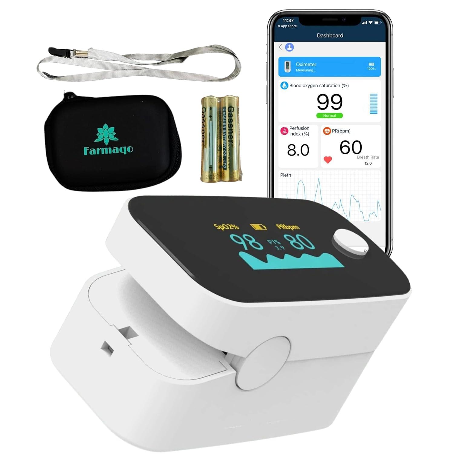 Professional Bluetooth Finger Oximeter with OLED Screen - Heart Rate ...