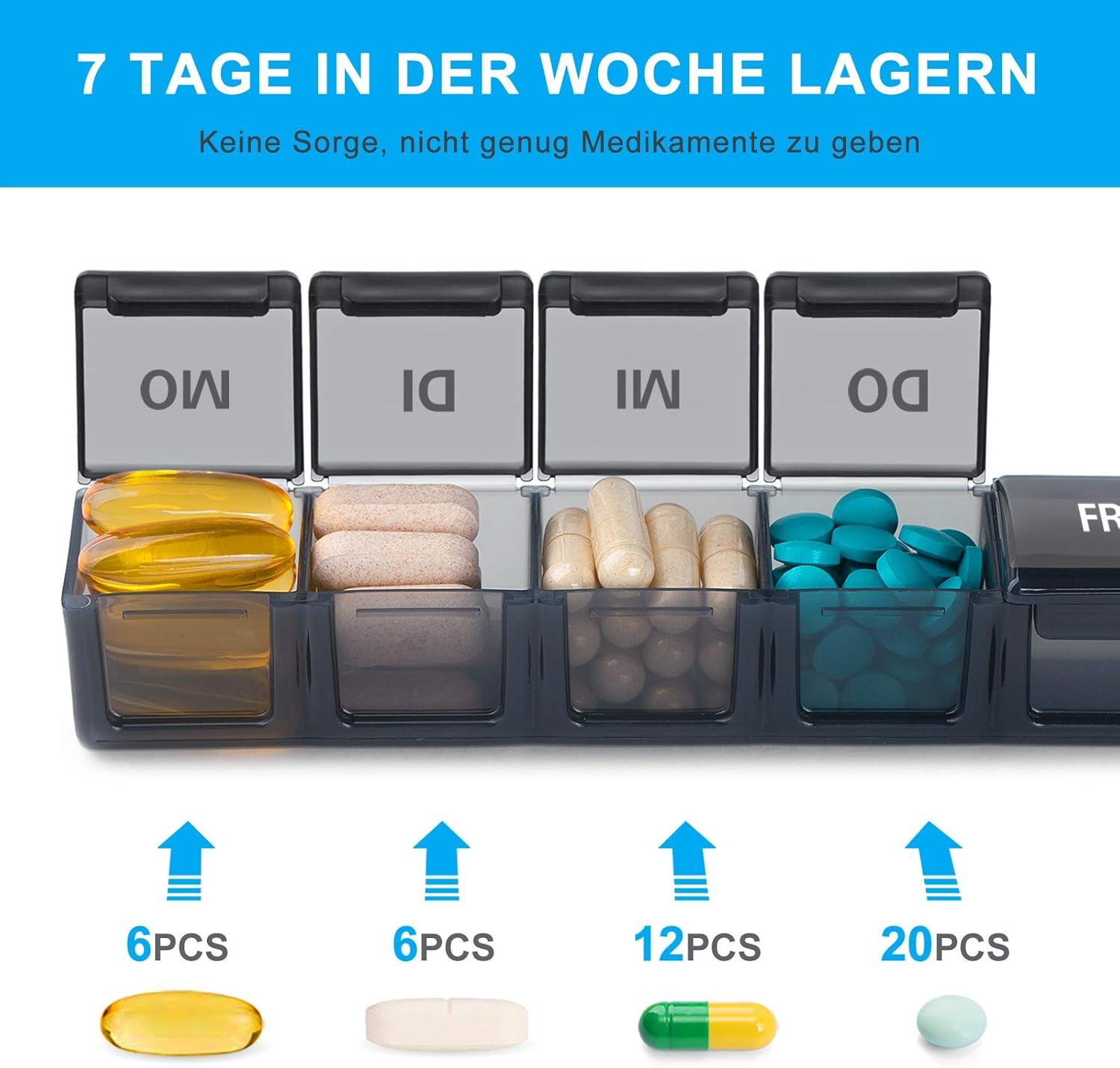 Tablet Box 7 Days Easy Open Pill Organizer with 7 Compartments Moisture ...