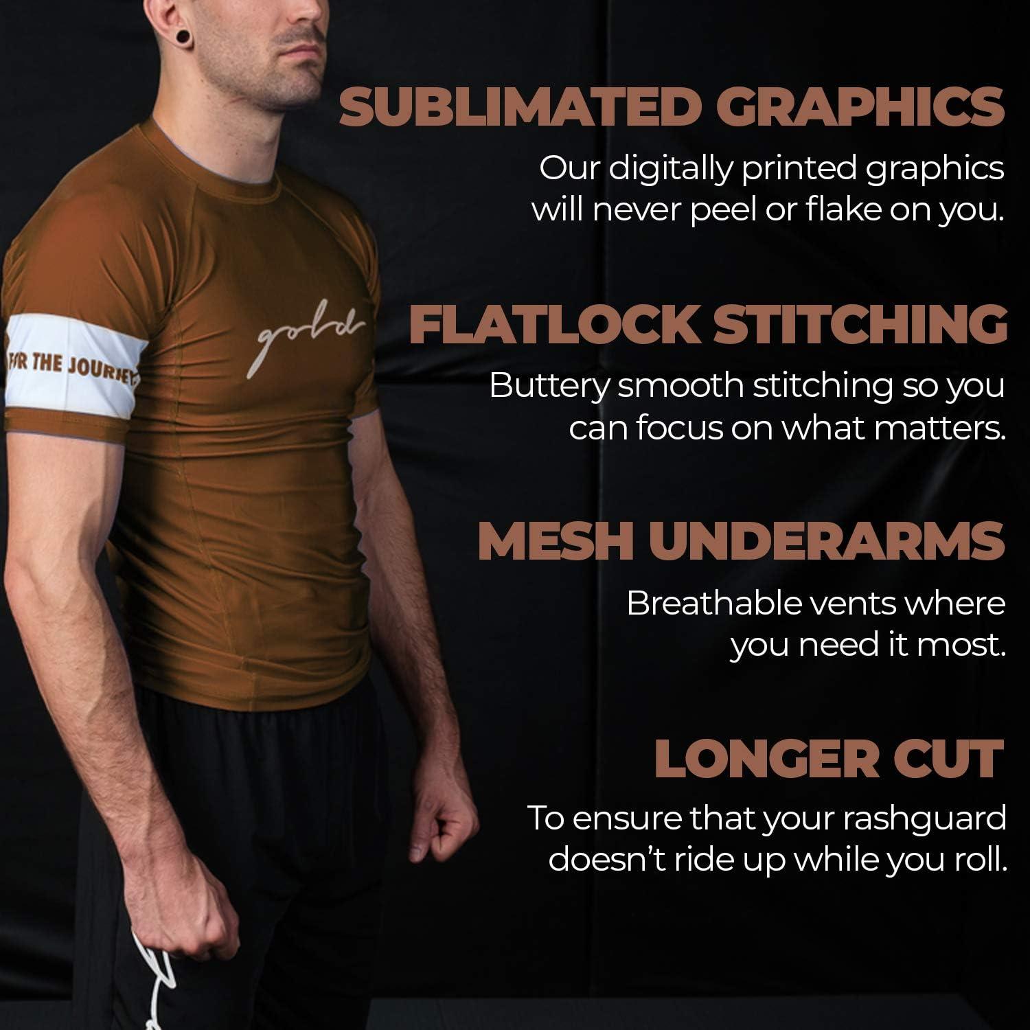Gold BJJ Foundation Rash Guard - Brown, No-Gi & Gi Jiu Jitsu Rashguard ...