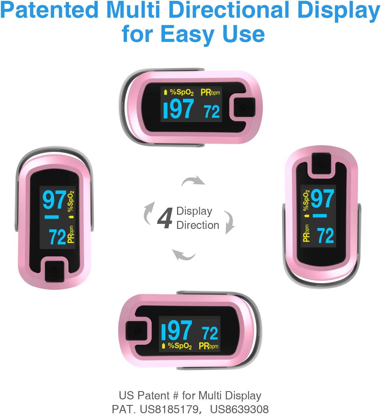 Mibest OLED Finger Pulse Oximeter O2 Meter - Dual Color White/Pink ...