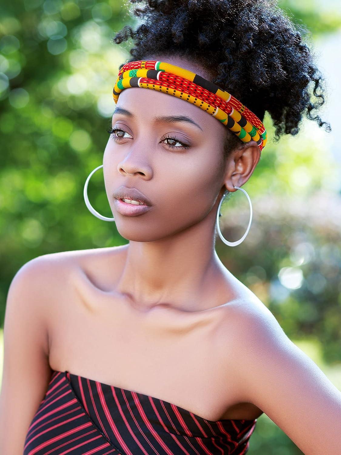 Hillban 2 Pcs African Headbands for Women - Retro Pattern Kente 3 ...