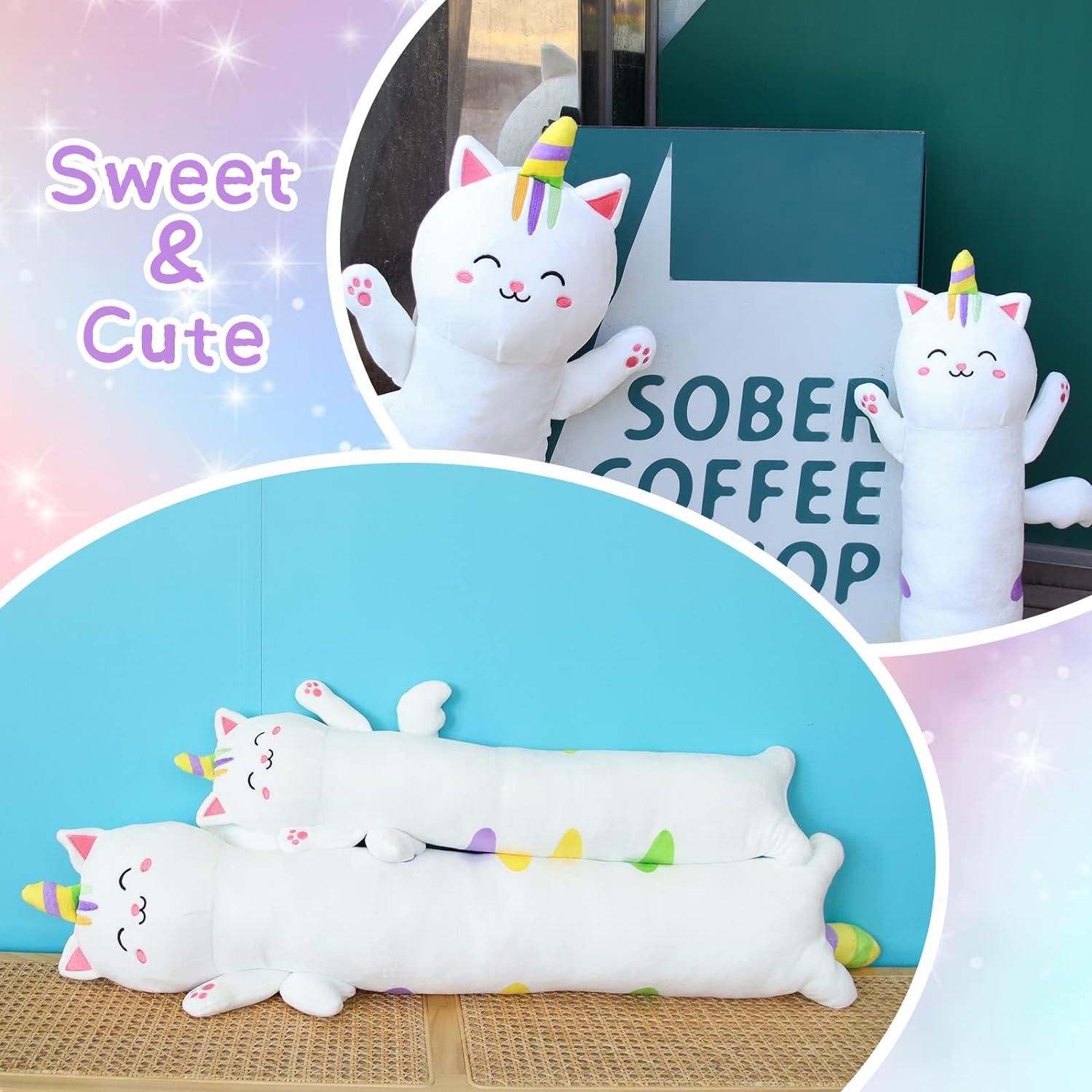 80cm Long Unicorn Plush Pillow | Kawaii Unicorn Stuffed Animal Hugging ...