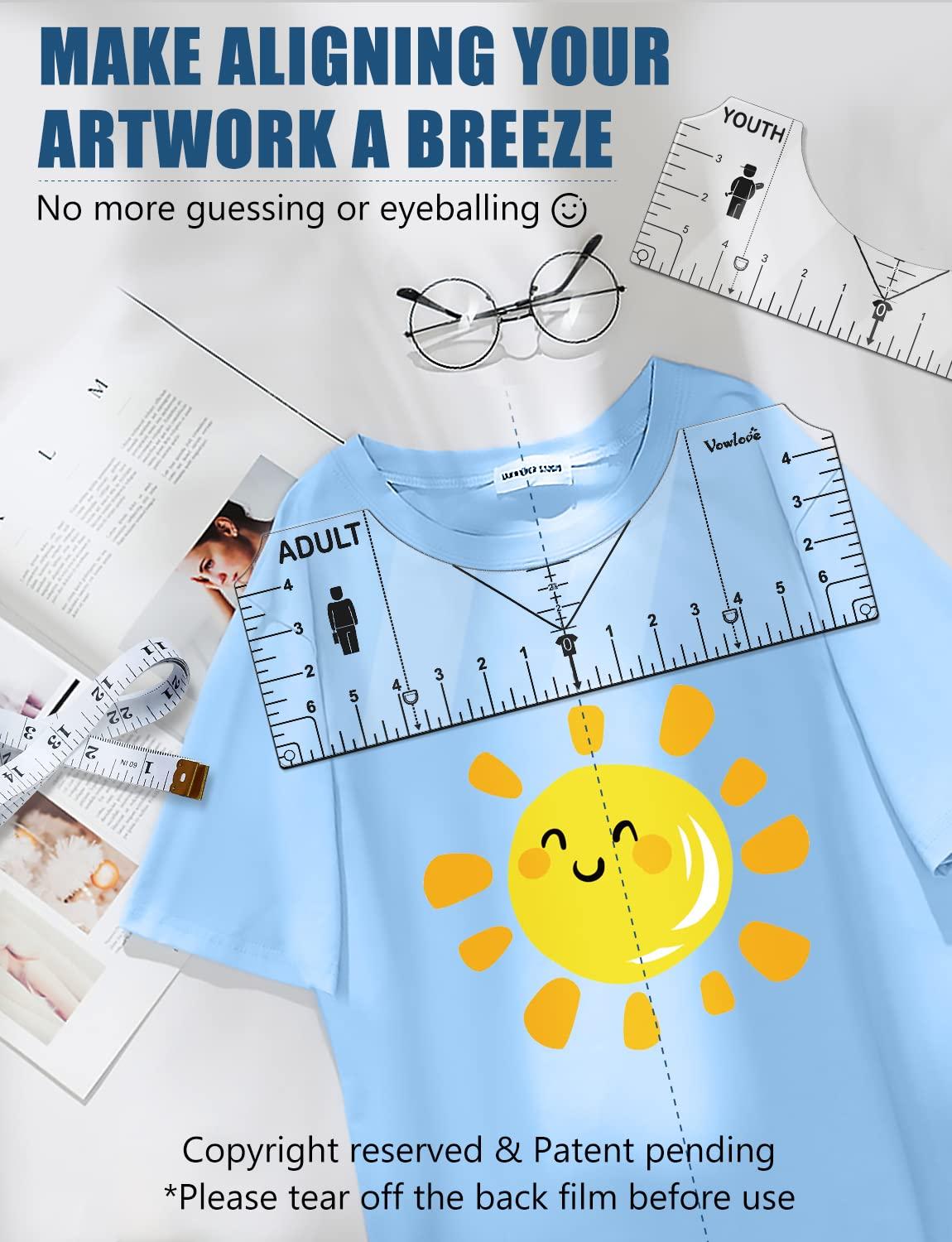 Vinyl Alignment Tshirt Ruler Guide with Soft Tape Measure - Center ...