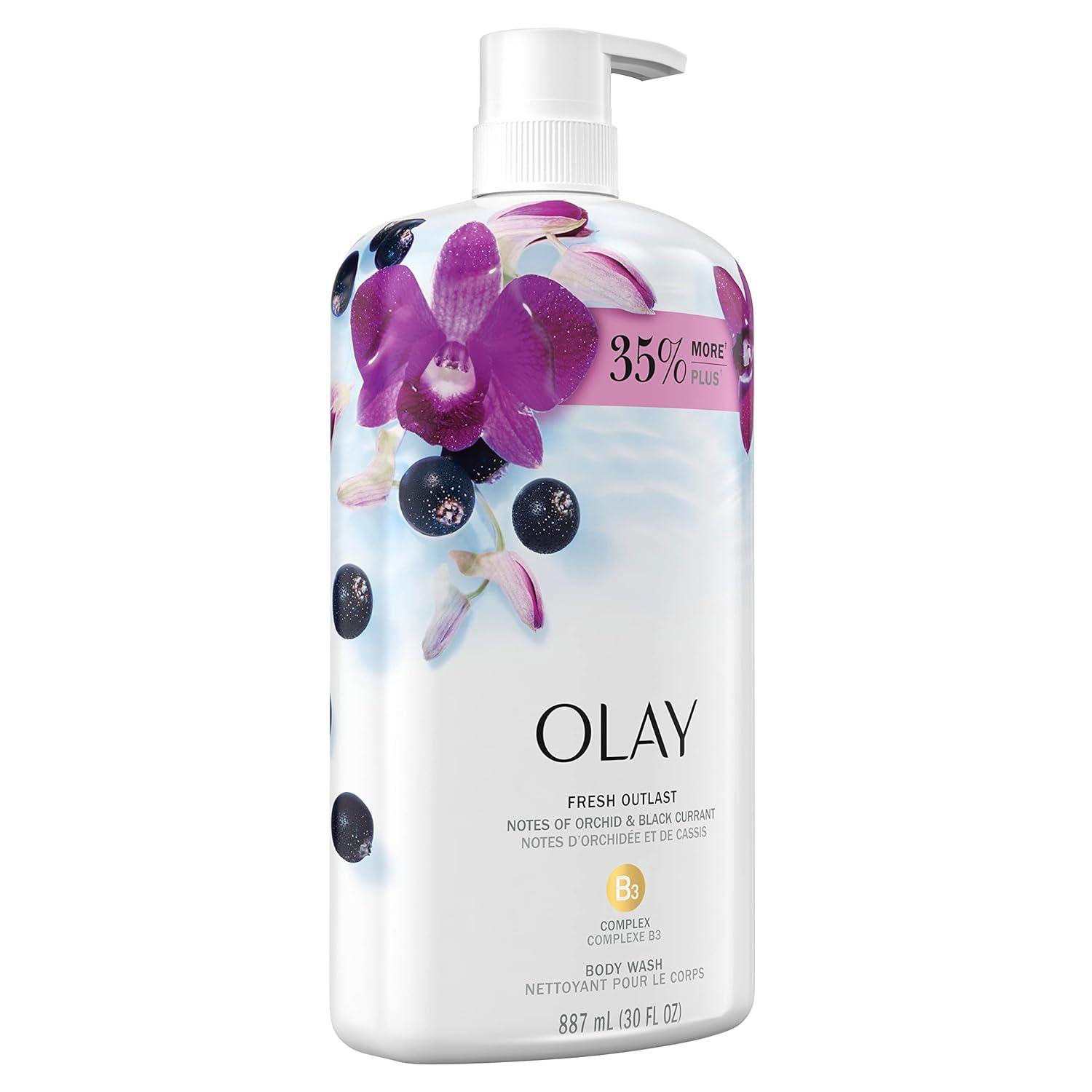 Olay Fresh Outlast Body Wash Orchid & Black Currant 30 fl oz - Pack of 4
