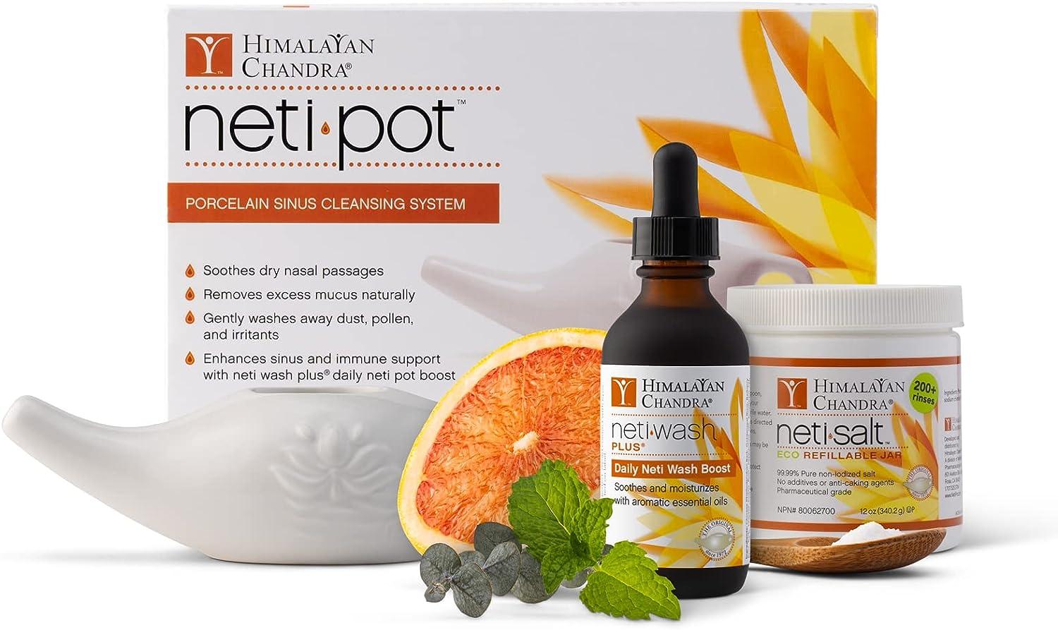Himalayan Chandra Neti Pot Sinus Cleansing System Starter Kit - 3 Piece ...