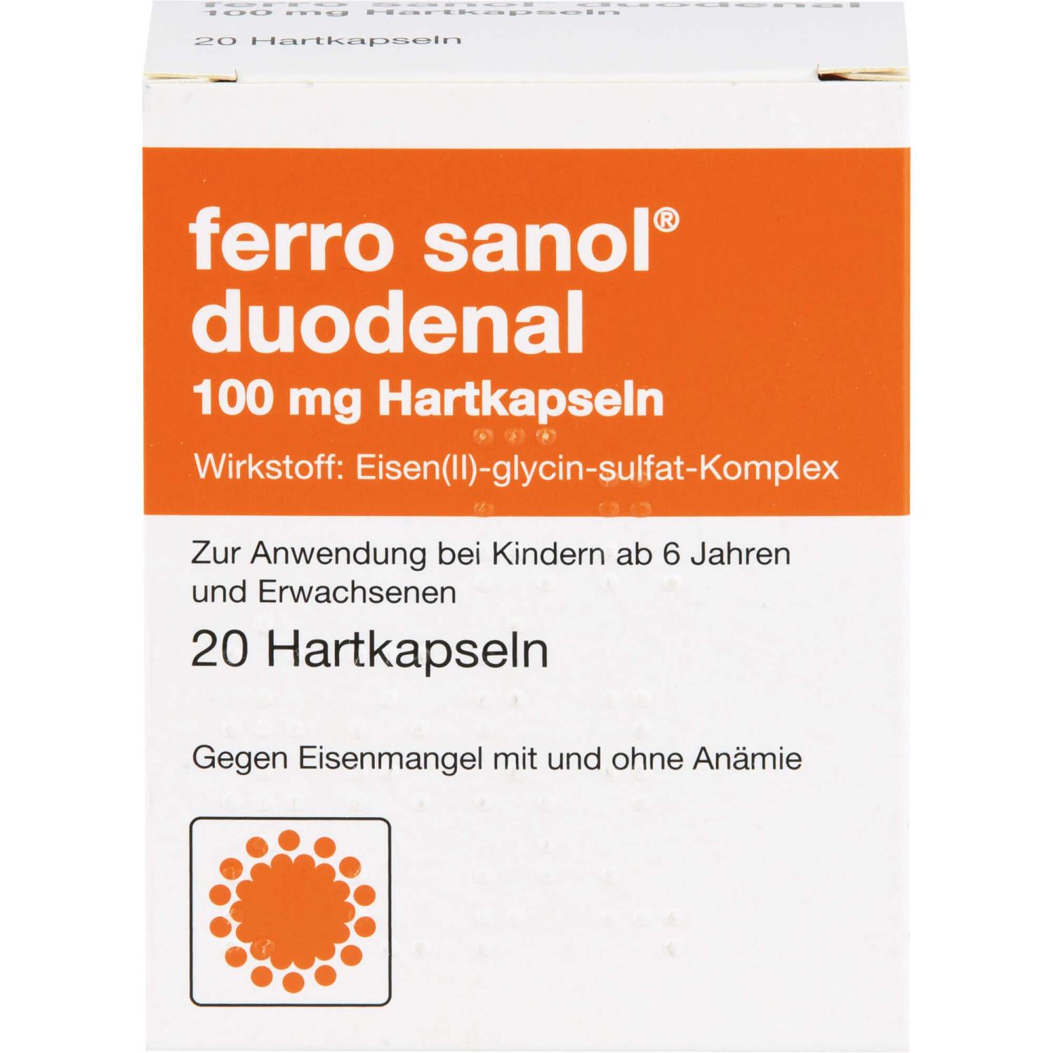 Ferro Sanol Duodenal 100 mg Capsules - 20 pcs | Buy Iron Supplement ...