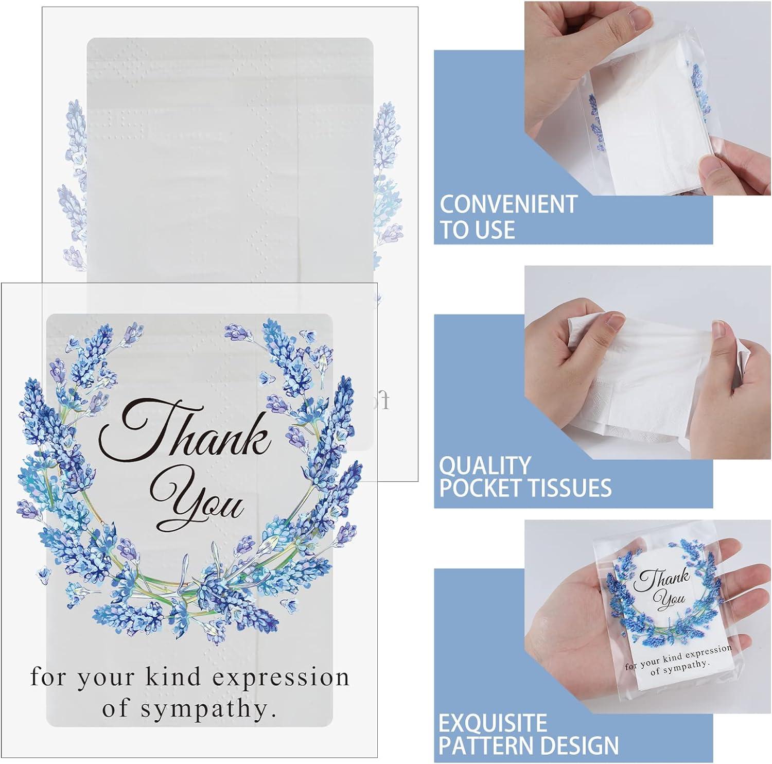 120-Pack Thank You Funeral Pocket Tissues - Soft Mini Travel Size ...
