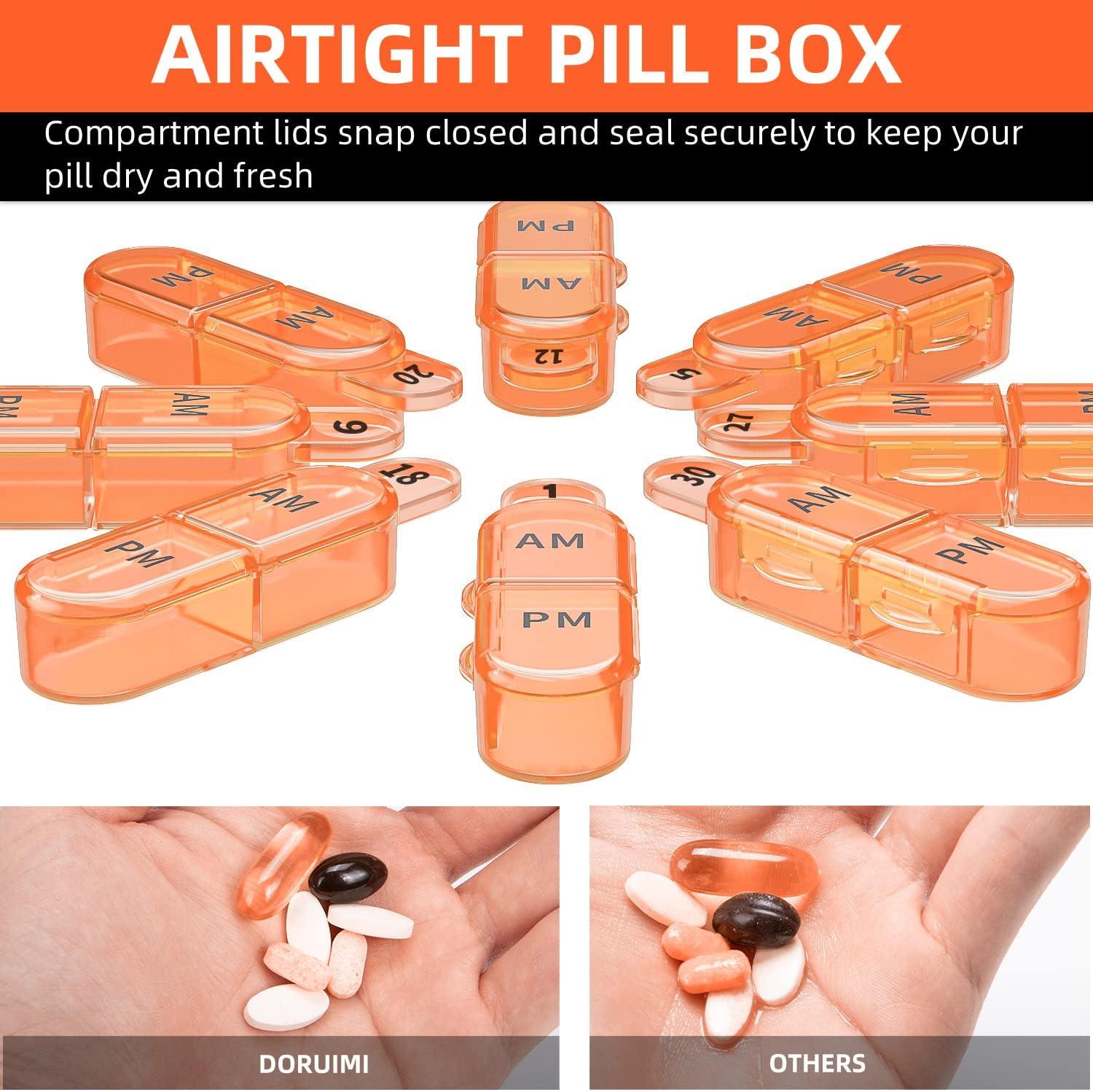 2x Daily Monthly Pill Box Organizer with 32 Compartments - Easy Open ...