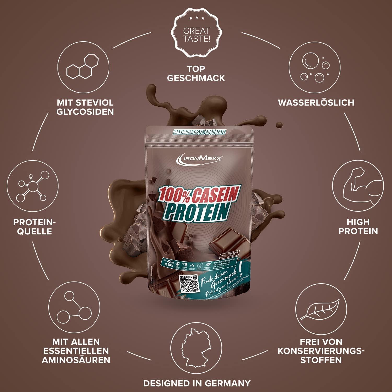 Ironmaxx 100% Casein Protein Powder - Chocolate 400g | Sugar-Free Water ...