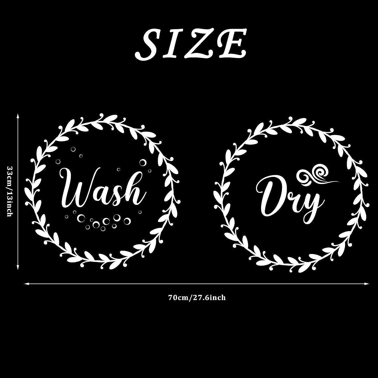 Wash and Dry Decal Sticker Set - Laundry Art Signs for Washing Machine ...