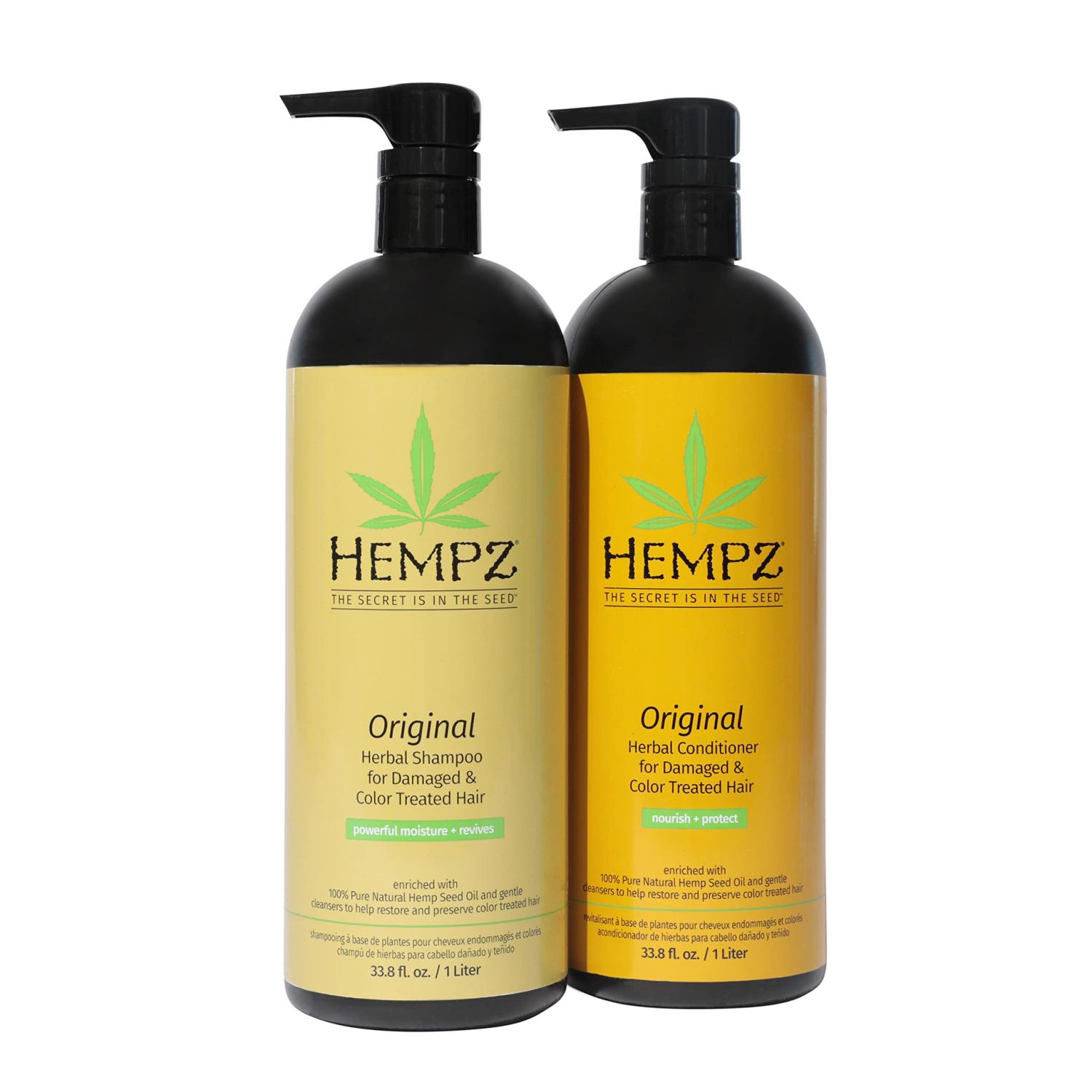 Hempz Original Herbal Shampoo & Conditioner Liters Duo Set - 33.8 fl oz ...