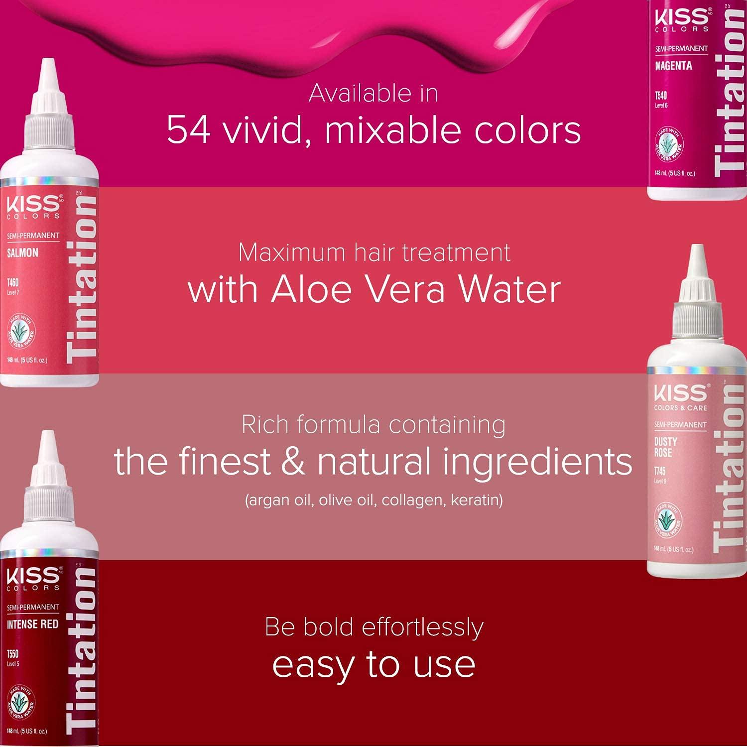 Kiss Tintation Atomic Pink Hair Color 148 mL - Semi-Permanent Treatment ...