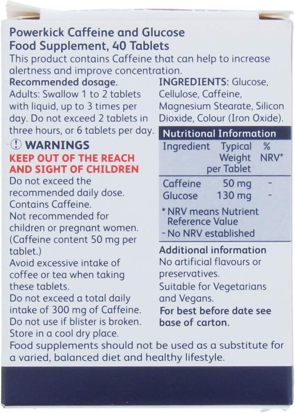 Power Kick Extra Energy Caffeine & Glucose Tablets x 40 - Boost ...