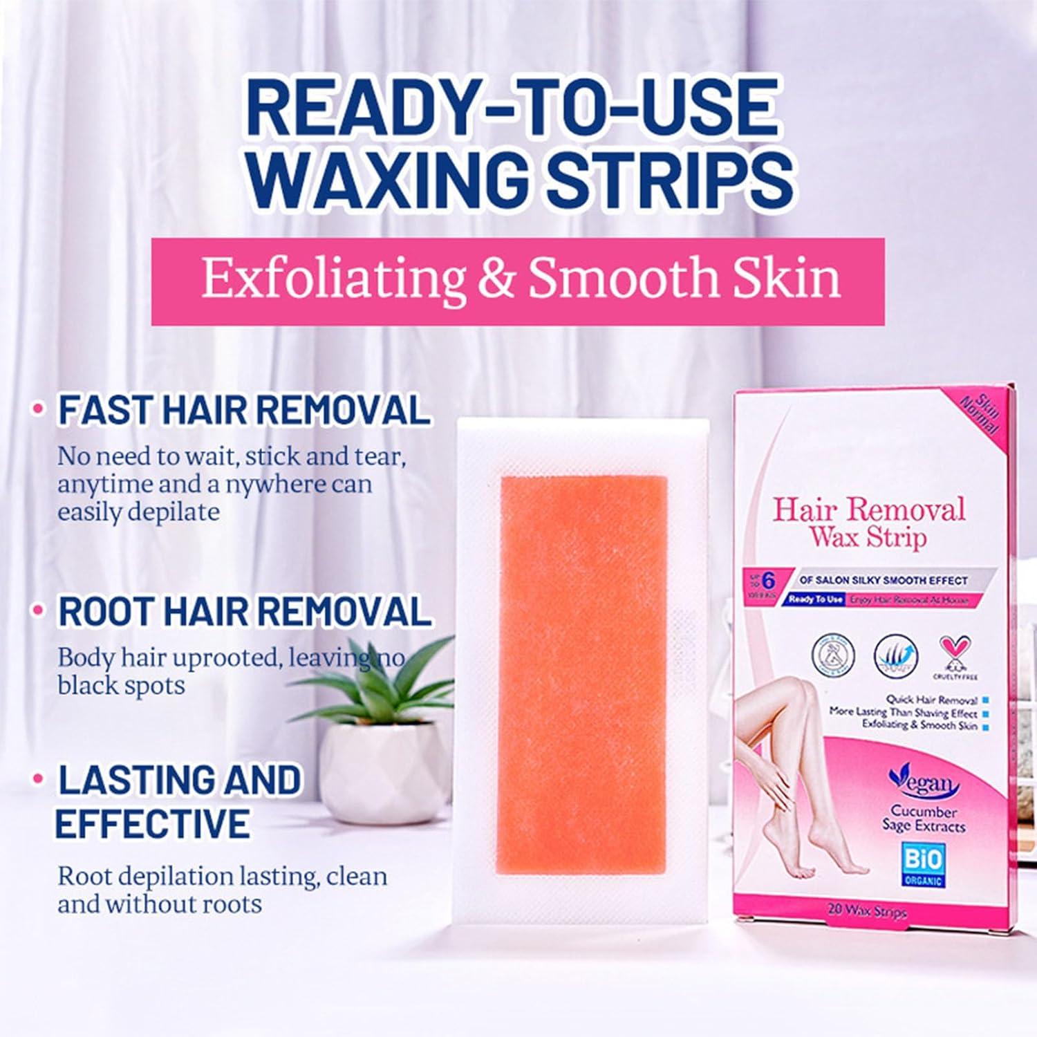 20 Portable Wax Strips for Gentle Hair Removal | Easy Safe Deep ...