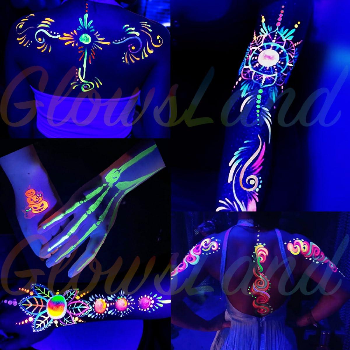 UV Black Light Reactive Face & Body Paint - Neon Fluorescent 8-Color ...