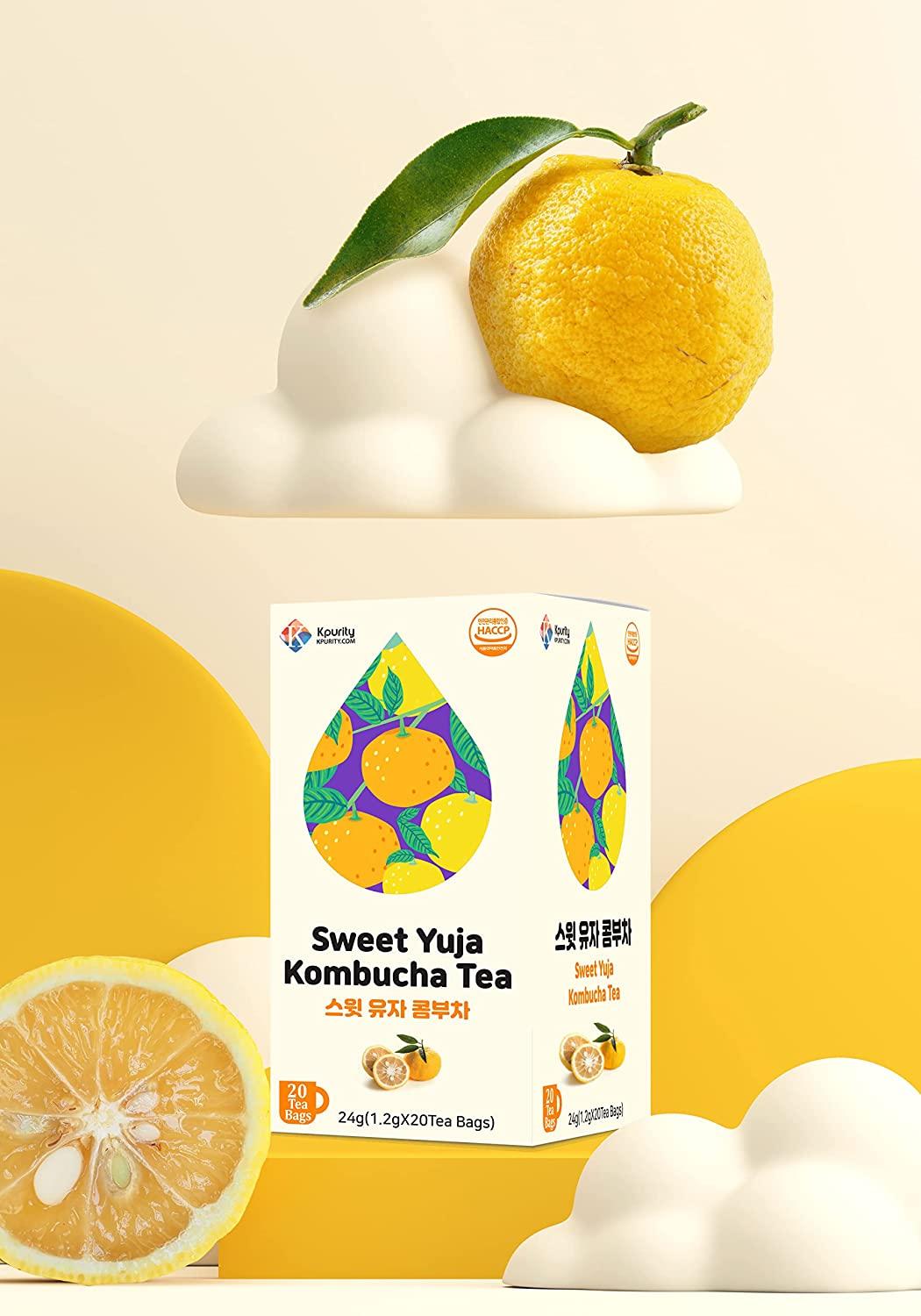 Kpurity Sweet Yuja Kombucha Tea: 20 Tea Bags - Gut Health & Immune ...