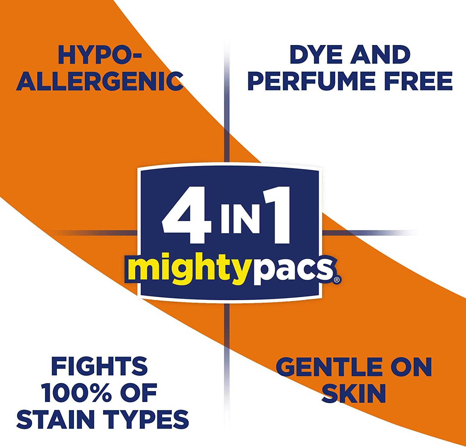 All Mighty Pacs Laundry Detergent with Oxi Stain Removers & Whiteners ...