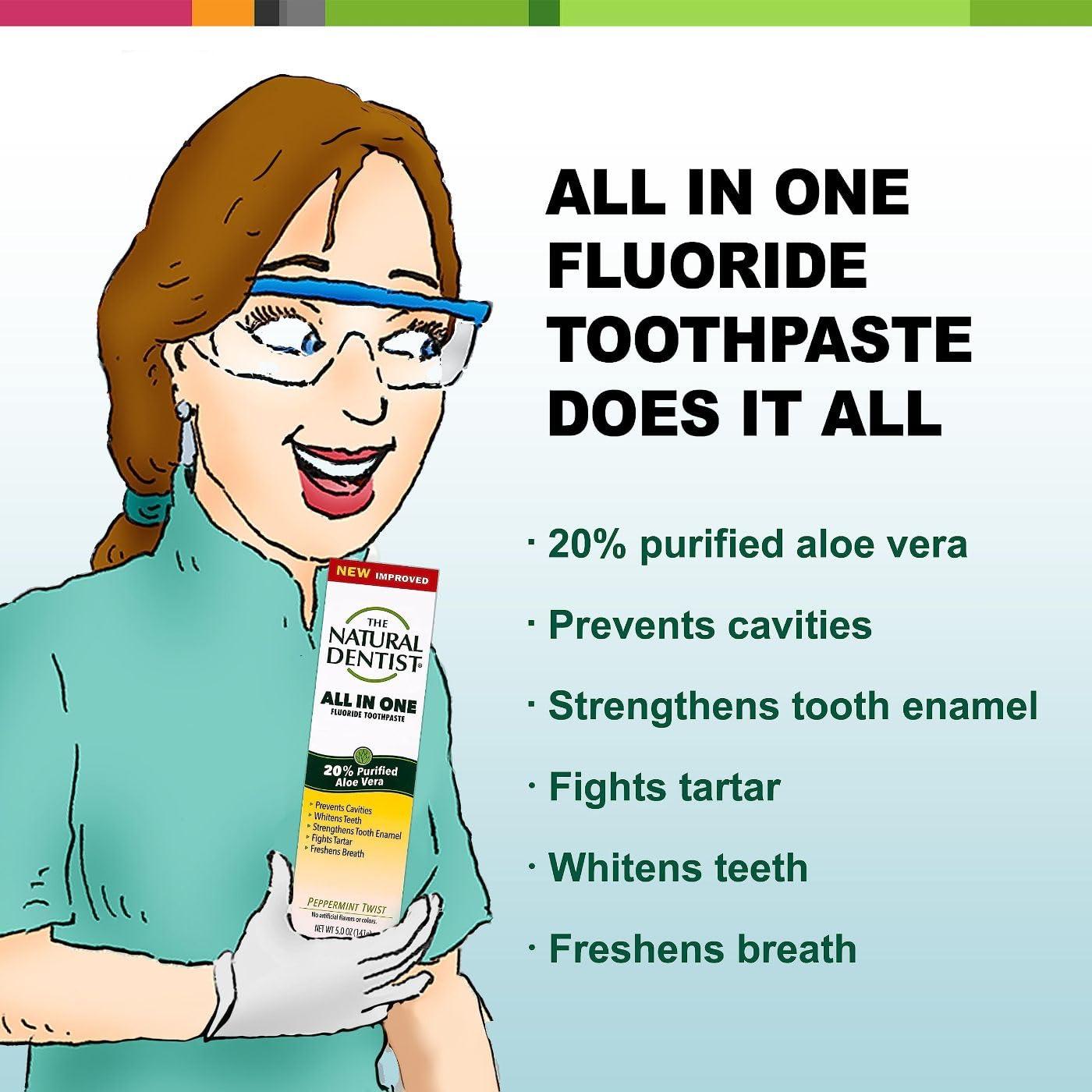 The Natural Dentist All In One Fluoride Toothpaste 20% Purified Aloe ...