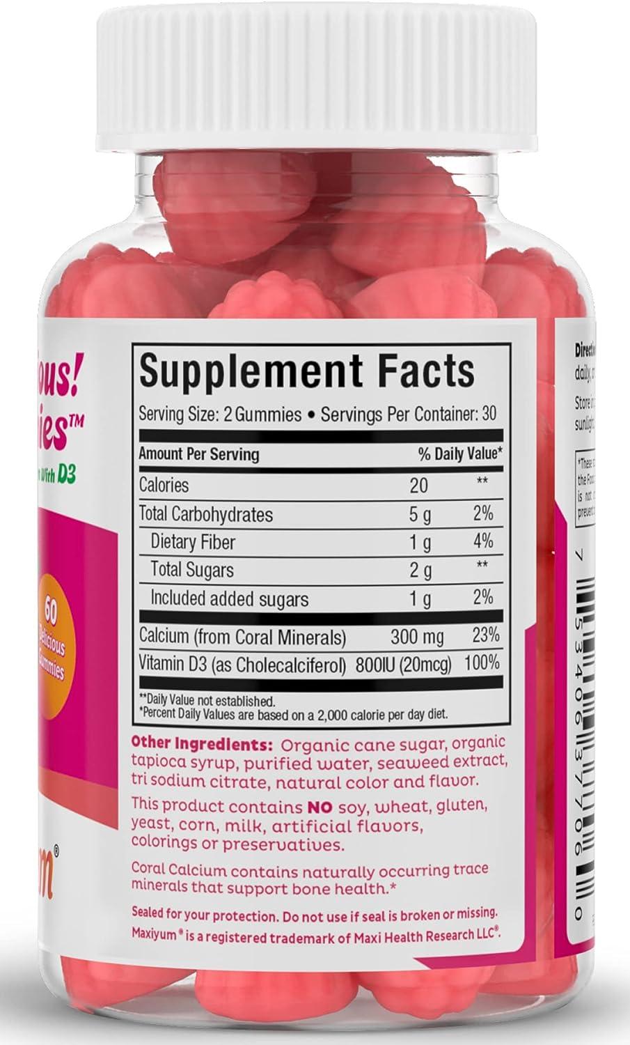 Maxi Health Calci-Licious Coral Calcium Gummies with Vitamin D3 - 60 ...
