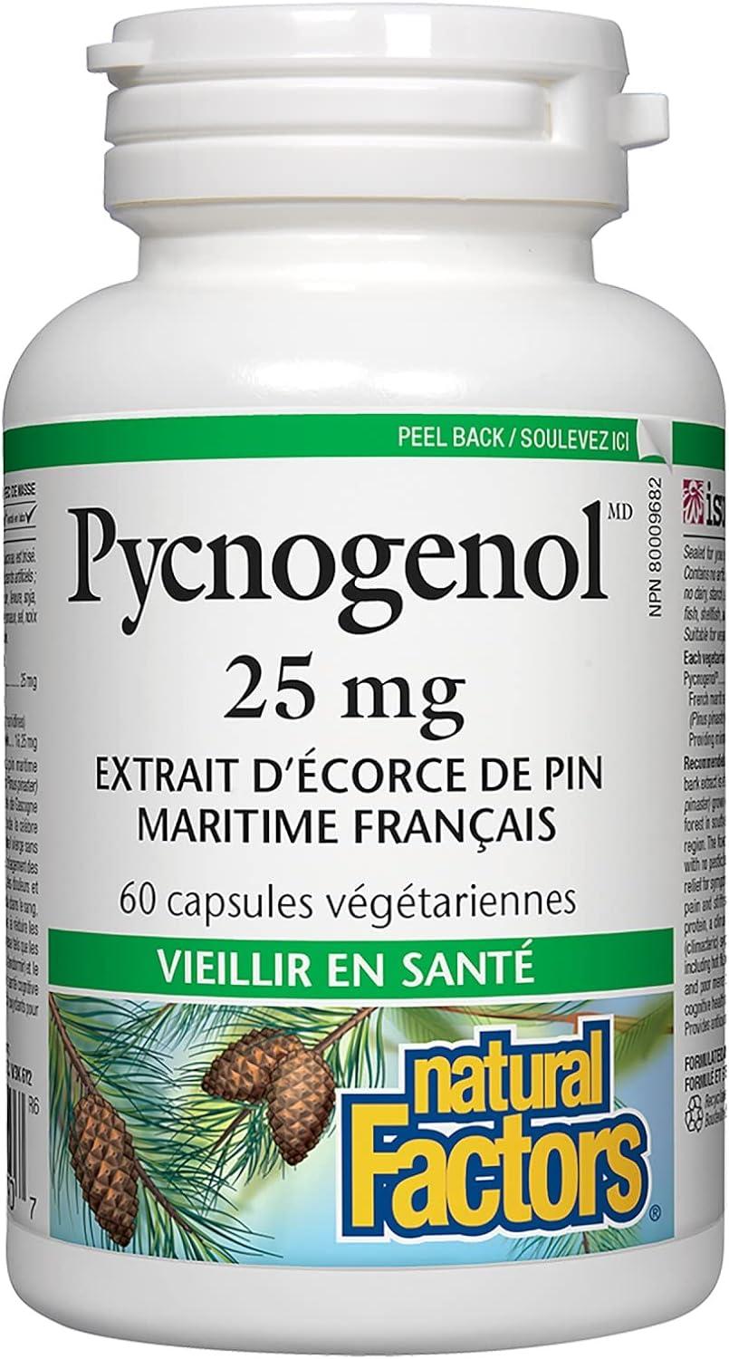 Natural Factors Pycnogenol 25mg 60 Capsules - Premium Antioxidant ...