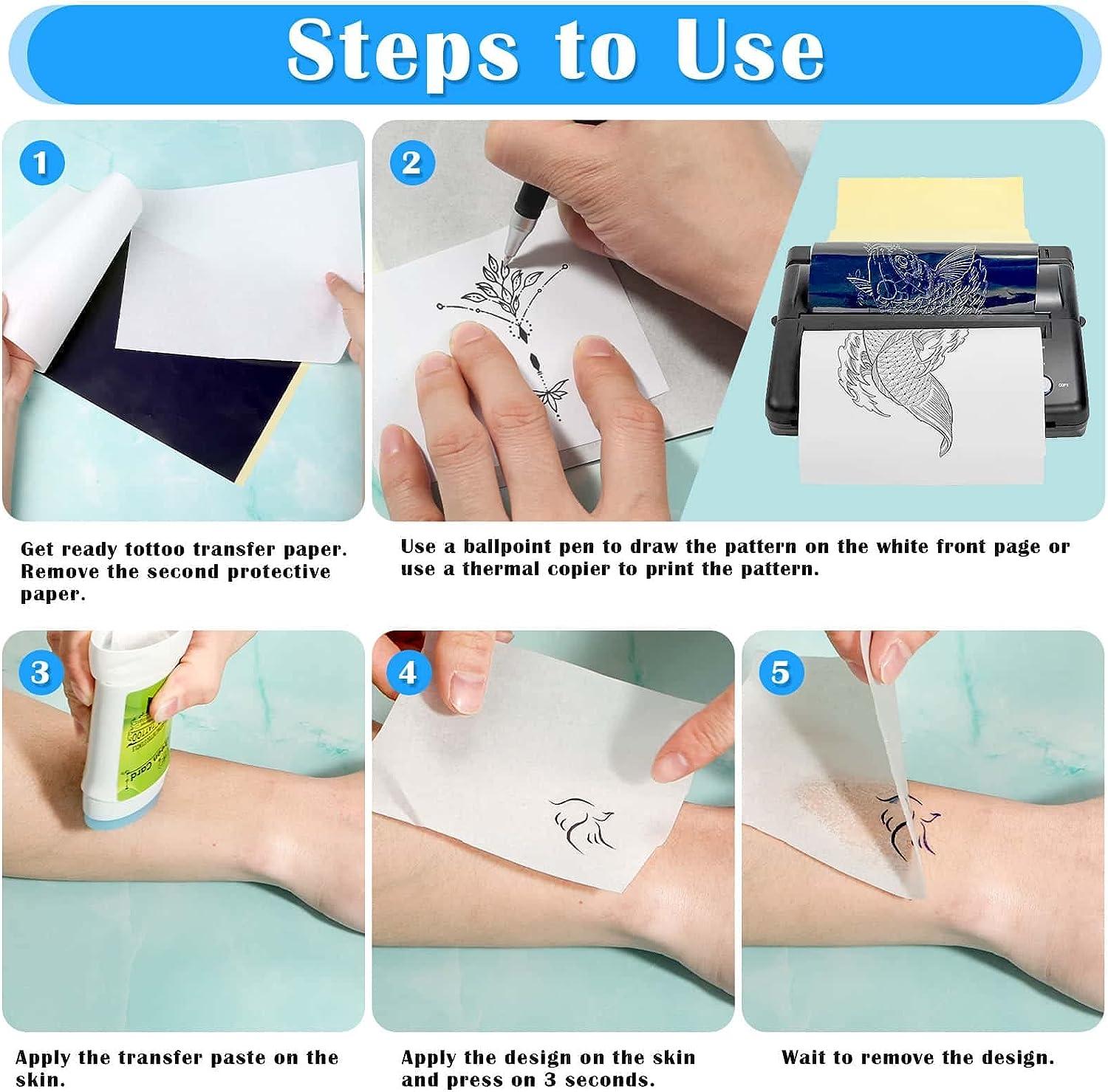 Cridoz Tattoo Transfer Paper - 50 Sheets A4 Size for Tattoo Stencil Making