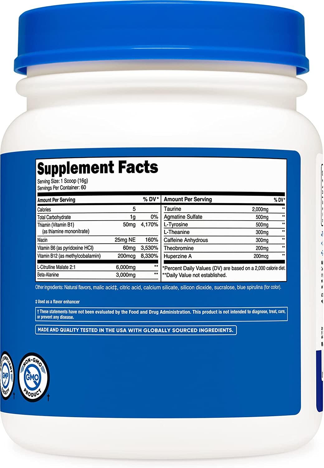 Nutricost Pre-Workout Complex Powder Blue Raspberry - 60 Servings | Buy ...