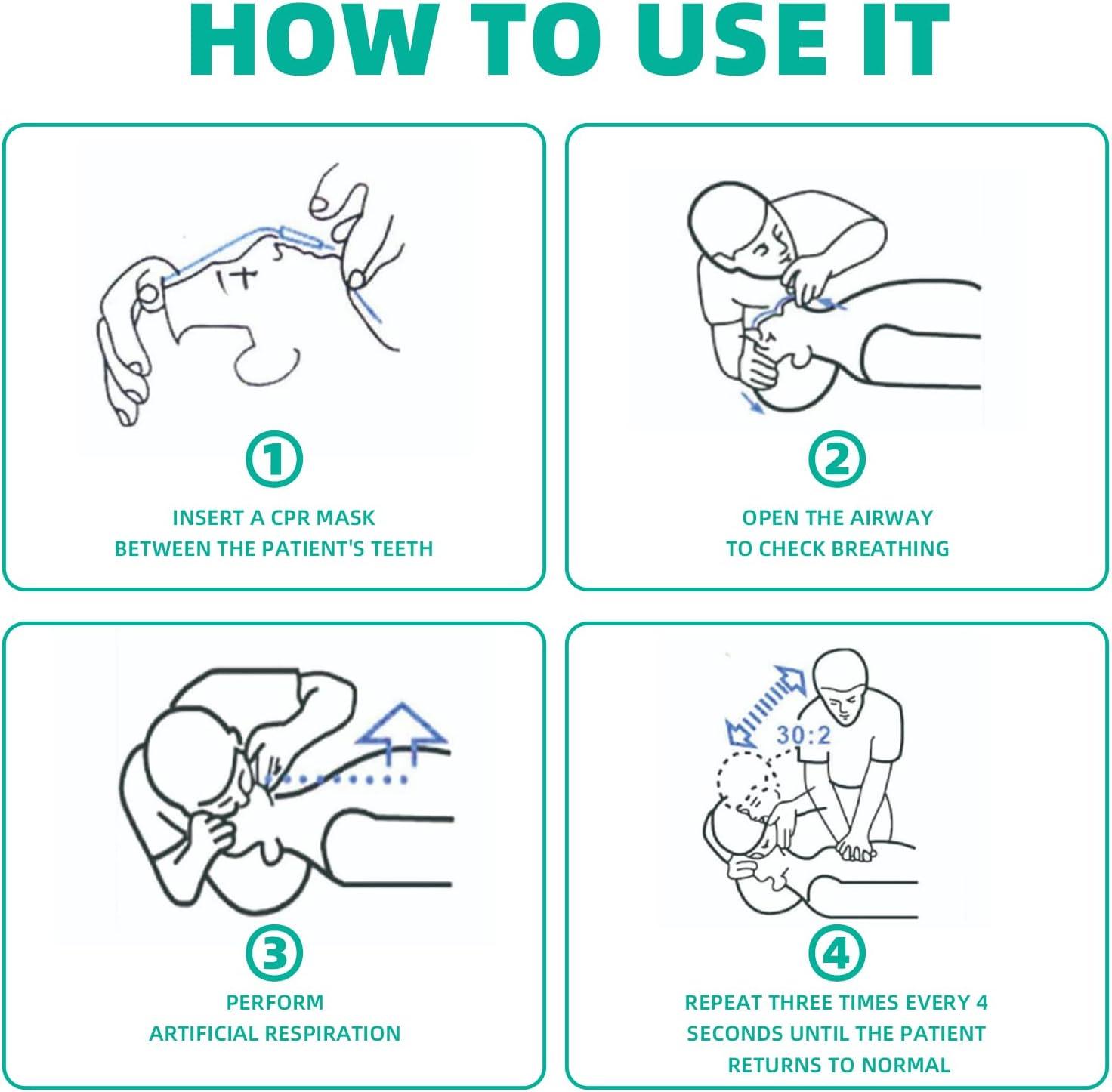 First Aid Ventilation Mask Set - 4 Key Ring Masks Breathing Barriers ...