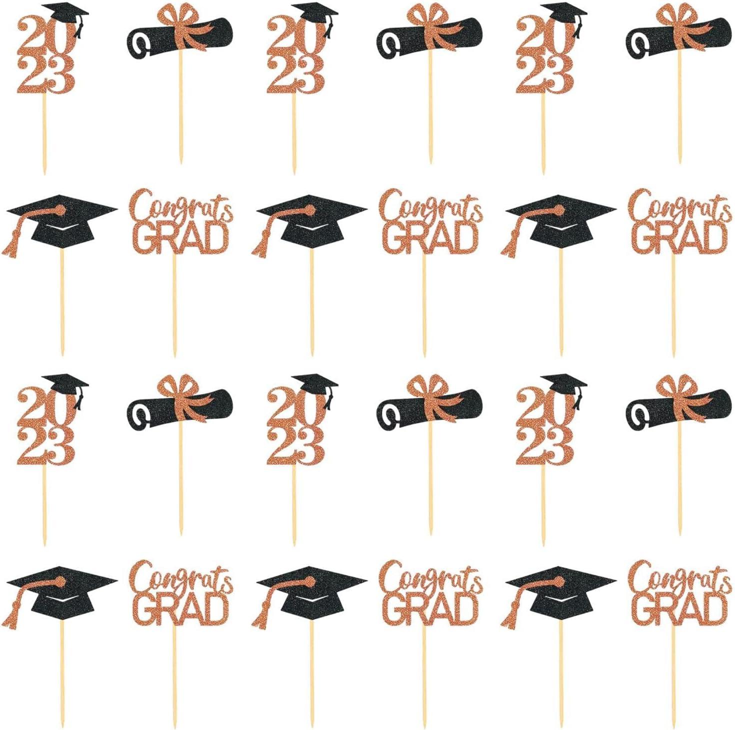 Dirfuny Graduation Cupcake Toppers 2023 | 24 Pieces Class of 2023 ...