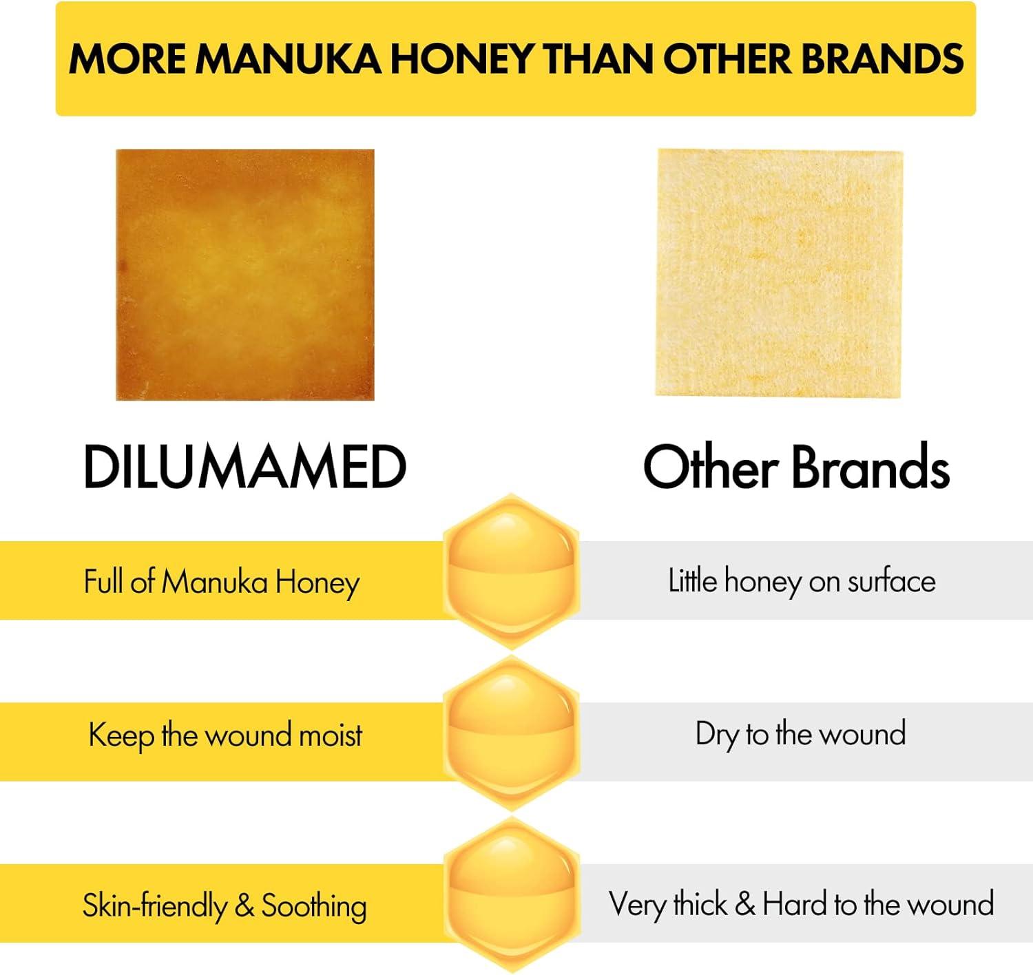 DILUMAMED Manuka Honey Calcium Alginate Dressing 2x2 (Pack of 6) for ...