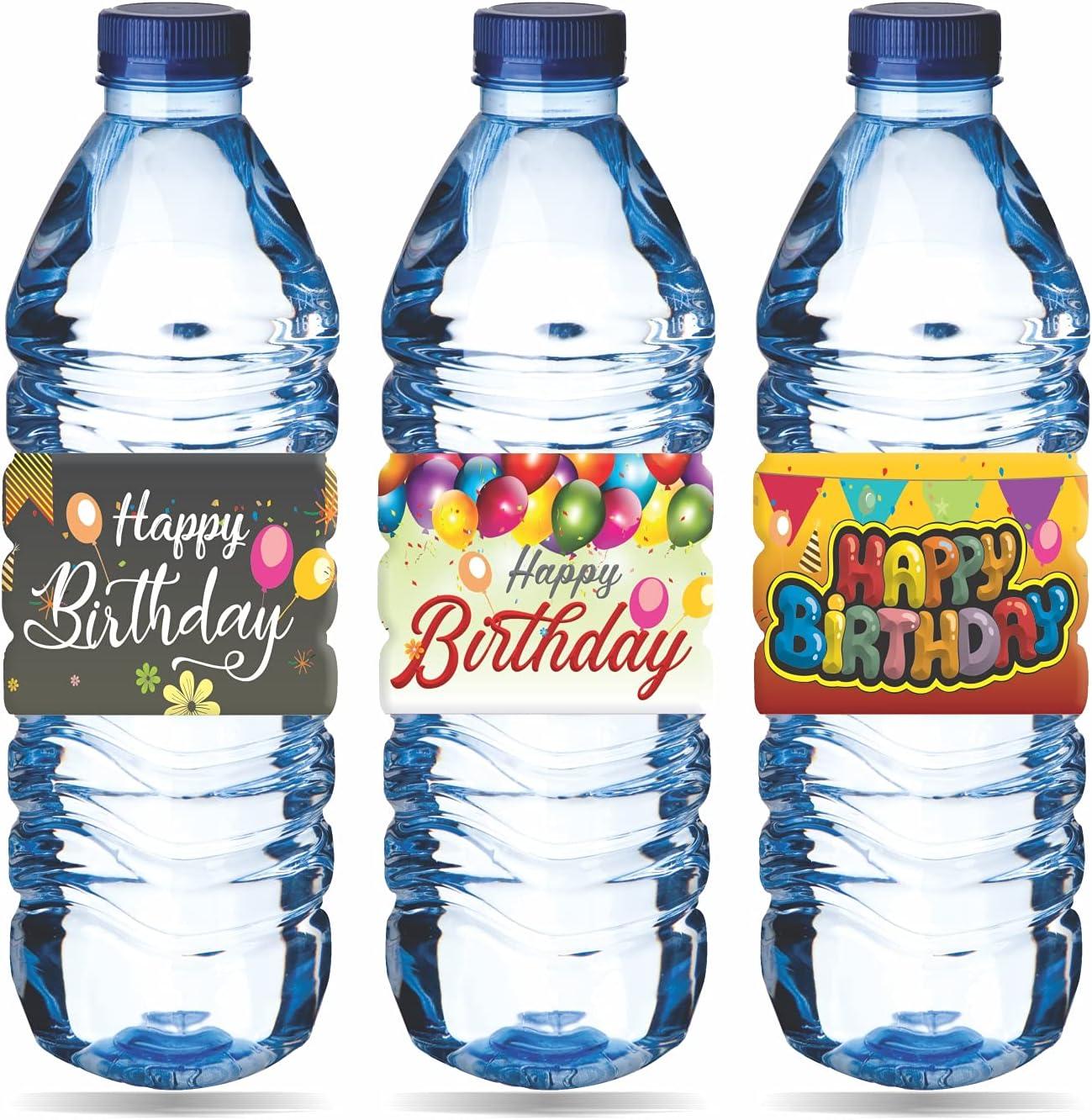 Happy Birthday Water Bottle Labels - Pack of 100 Wrappers for Party ...