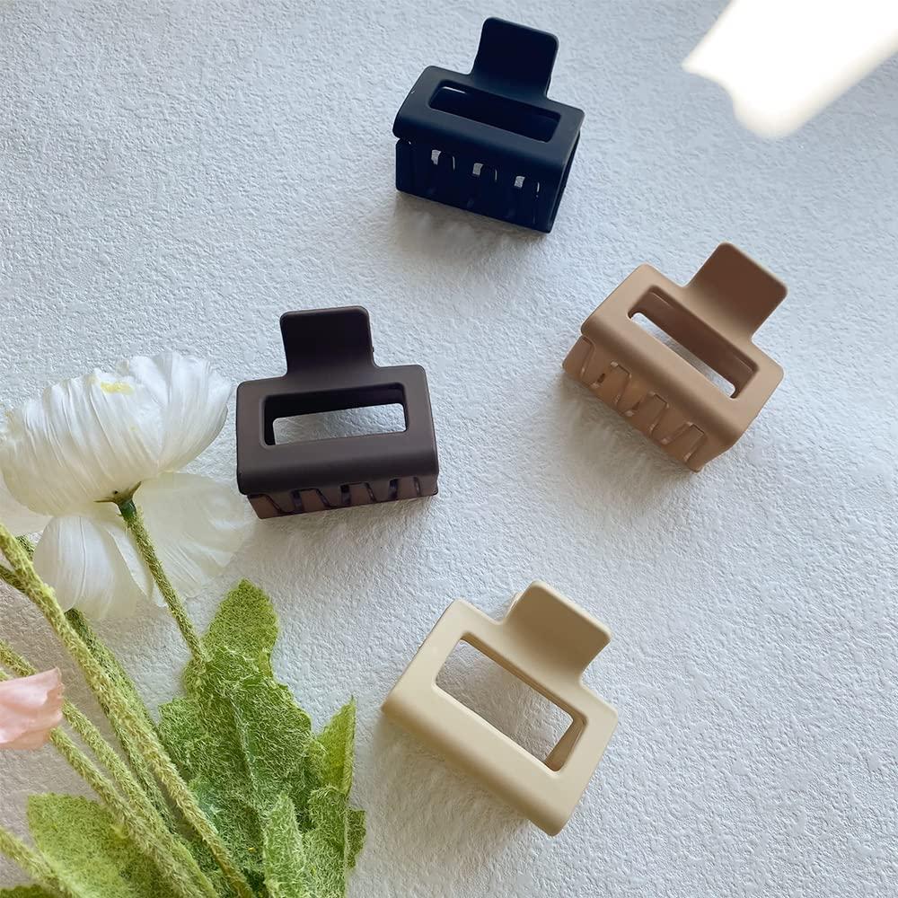 Bolonar 4PCS Neutral Hair Clips Set - Matte Square & Claw Clips for ...
