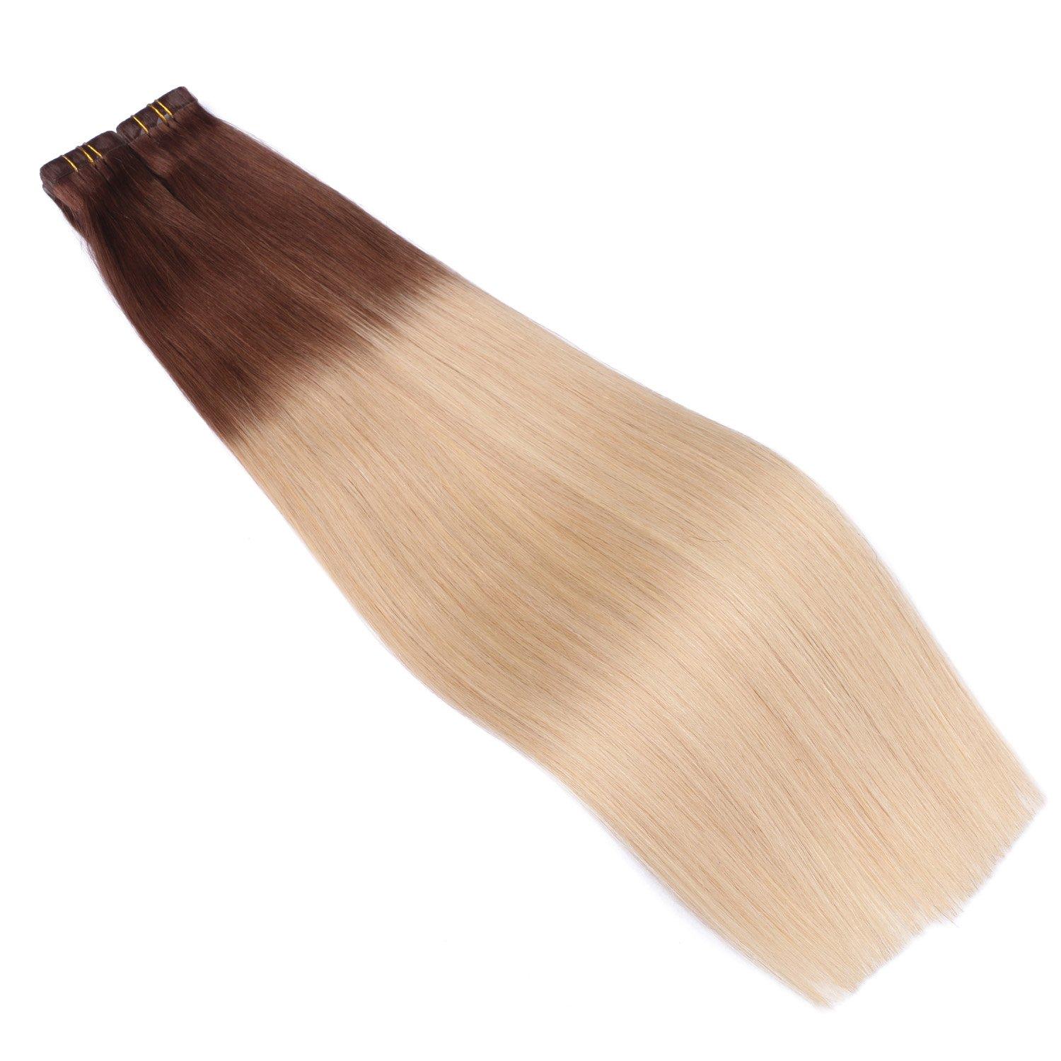 Tape In Hair Extensions #4/60 Ombre - 40cm - 100% Remy Real Hair - 40 ...