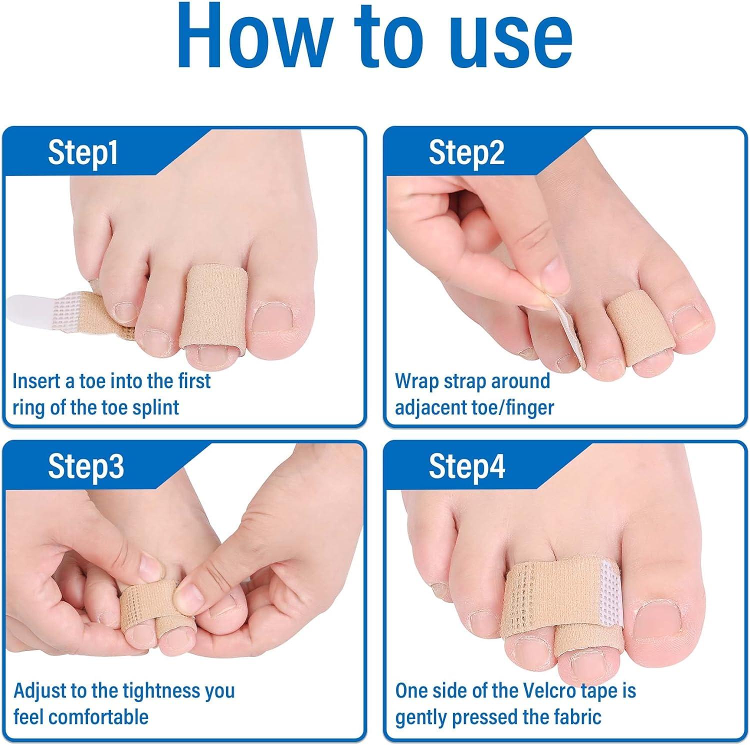 DYKOOK Broken Toe Wraps 8 Pcs Fabric Splint Cushioned Bandages for Toe ...