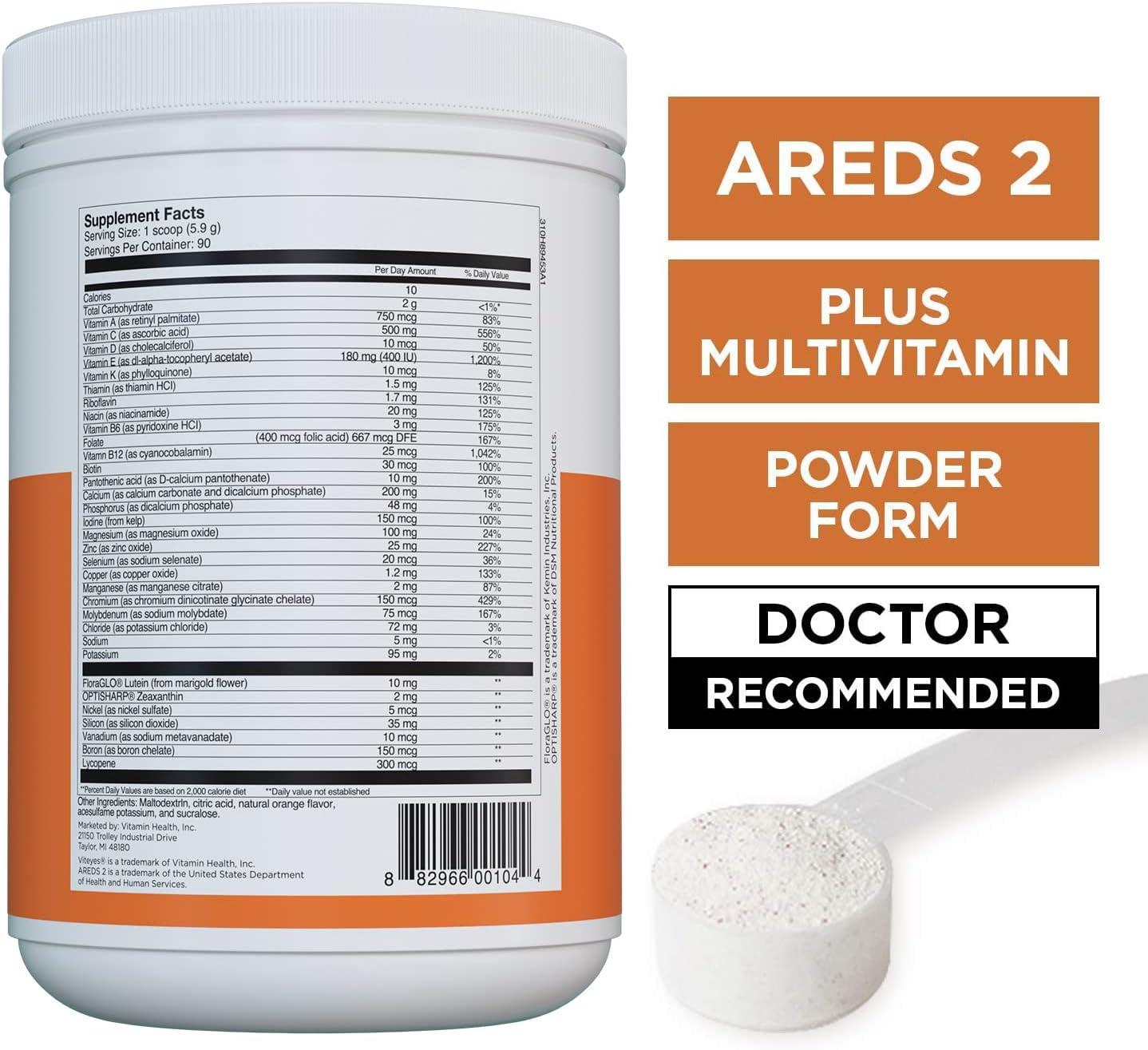 Viteyes AREDS 2 Powder + Multivitamin | Macular Protection Drink with ...