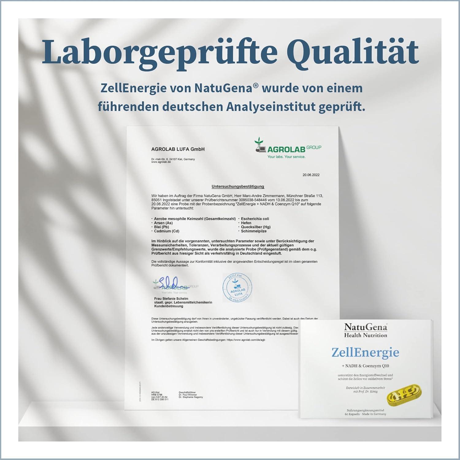 Natugena Cell Energy + NADH & Coenzyme Q10 - 60 Capsules for Optimal ...