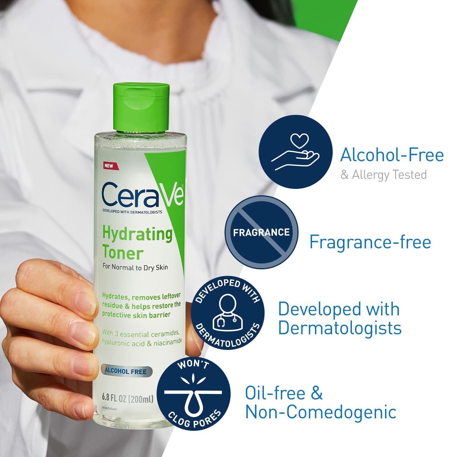 CeraVe Hydrating Toner for Face with Hyaluronic Acid, Niacinamide, and ...