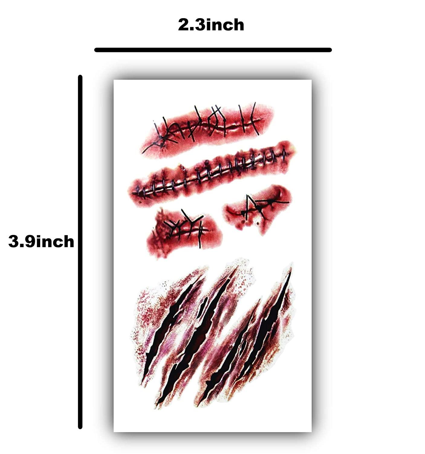 10pcs Realistic Fake Bloody Wound Stitch Scar Waterproof Temporary ...