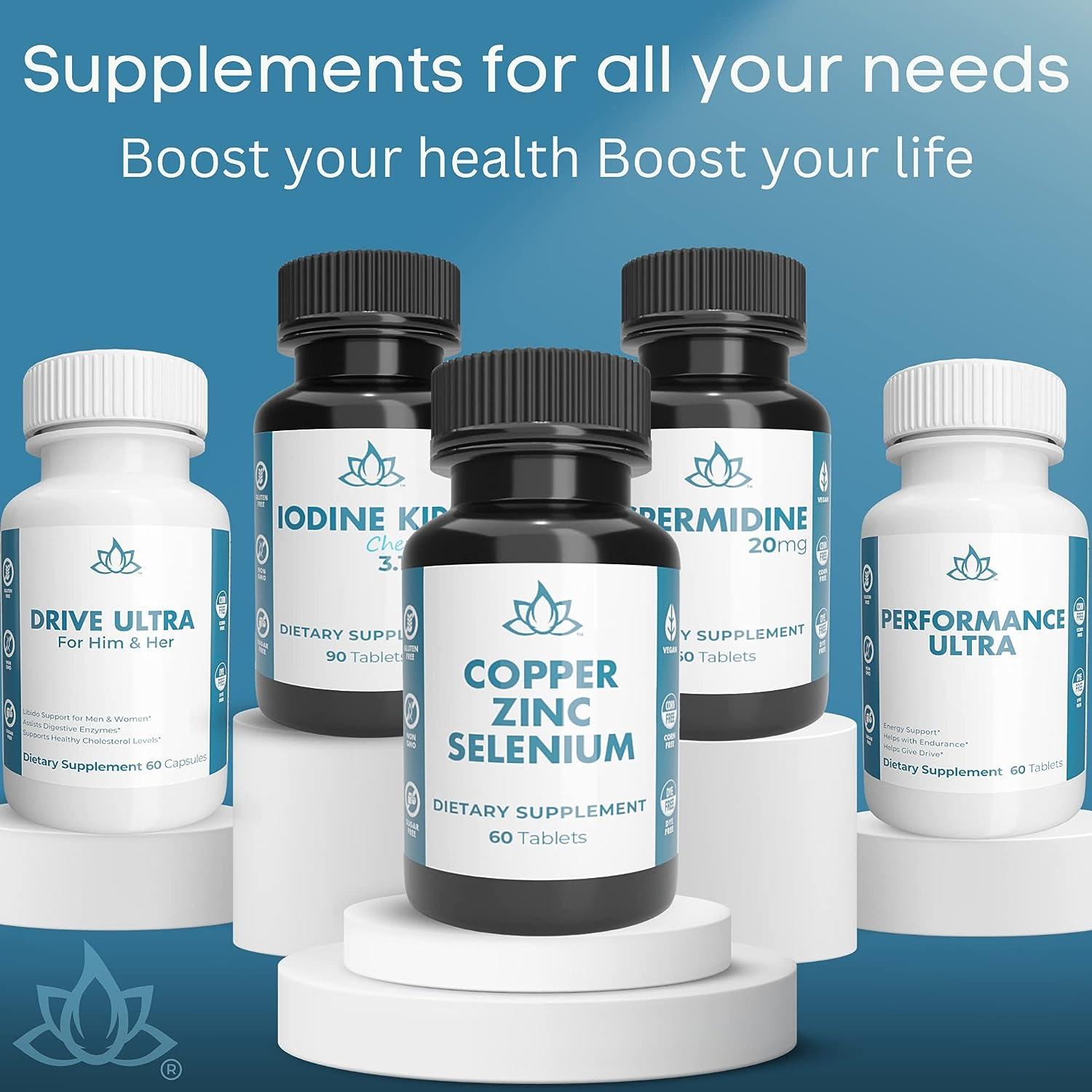 Copper 5mg Zinc 40mg Selenium 200mcg 3 in 1 Formula High Absorption ...