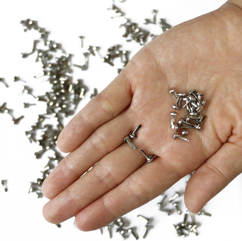 YEJI 200pcs Silver Mini Metal Brad Paper Fastener for DIY Craft 5mm ...