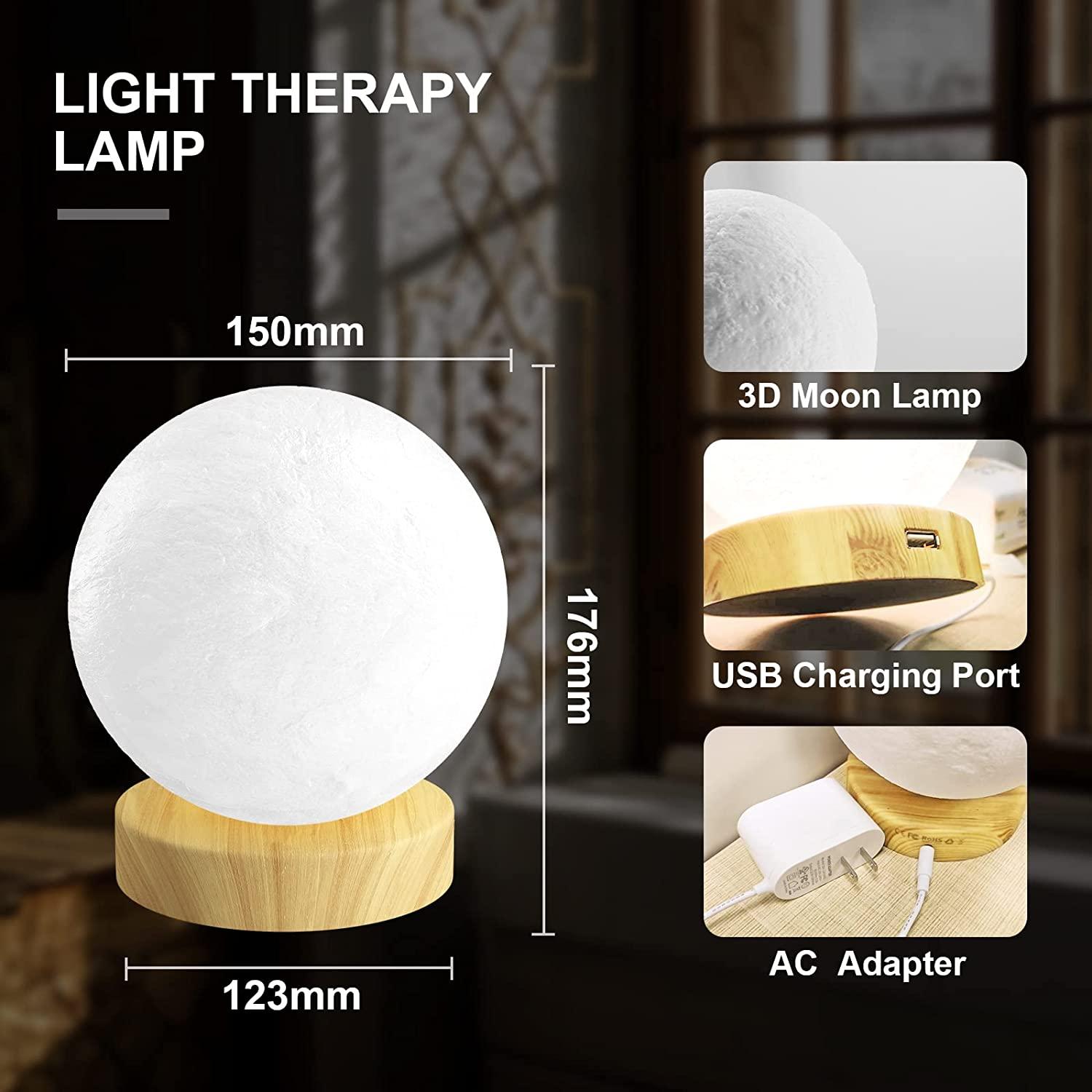 3D Printed Moon Desk Lamp | 10000 LUX Mood Light Therapy | Remote ...