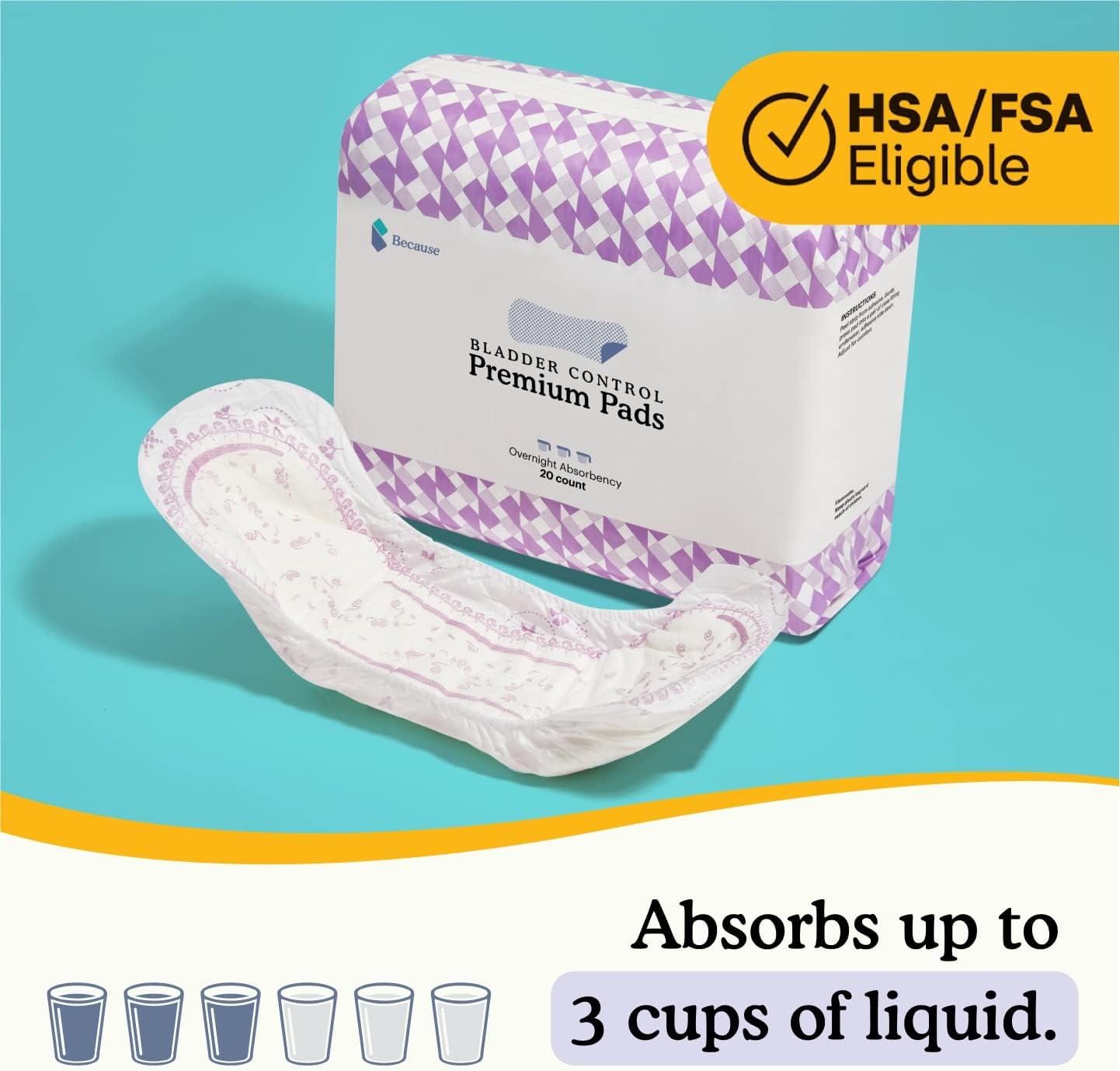 Premium Incontinence Pads for Women - Overnight, Individually Wrapped ...