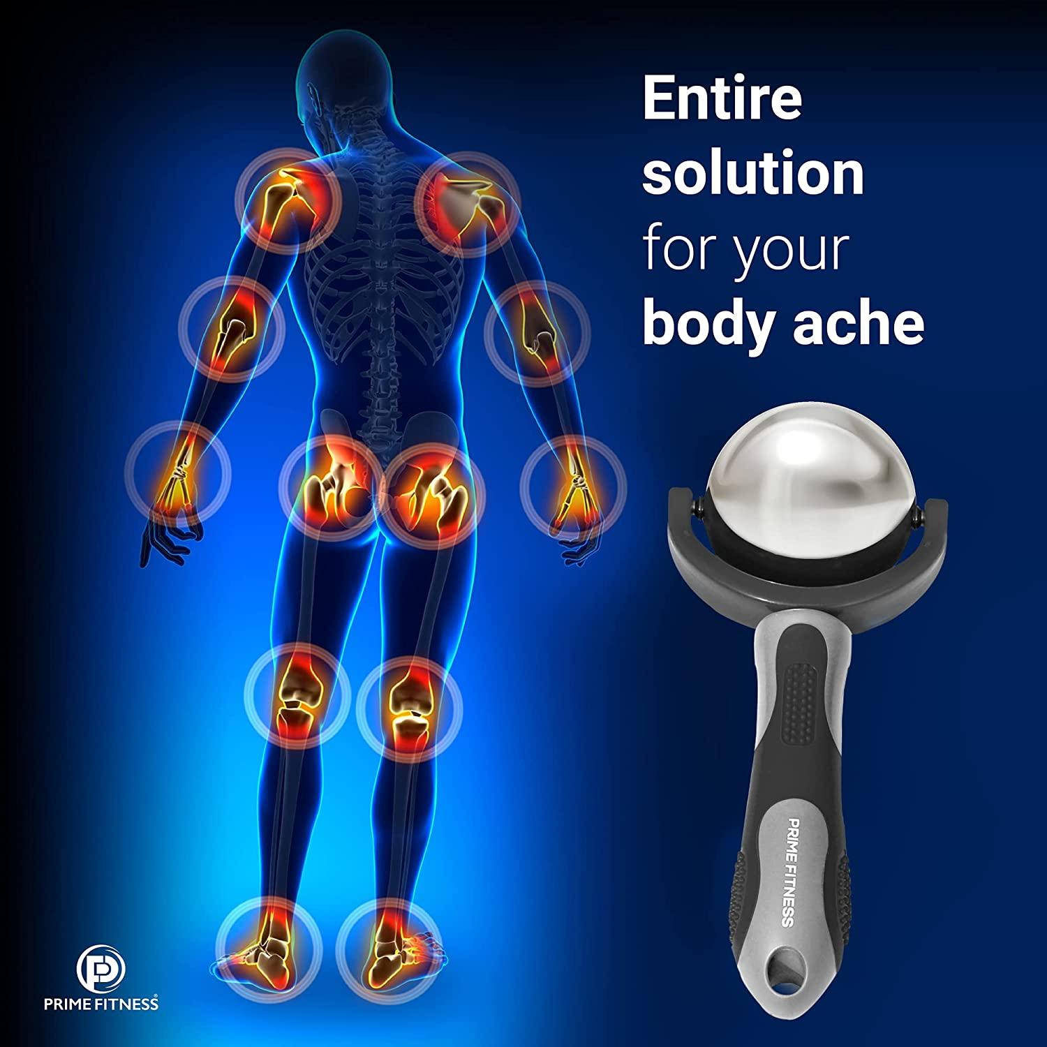 Black Ice Roller Ball with Handle | Cold Massage Roller for Muscle Pain ...