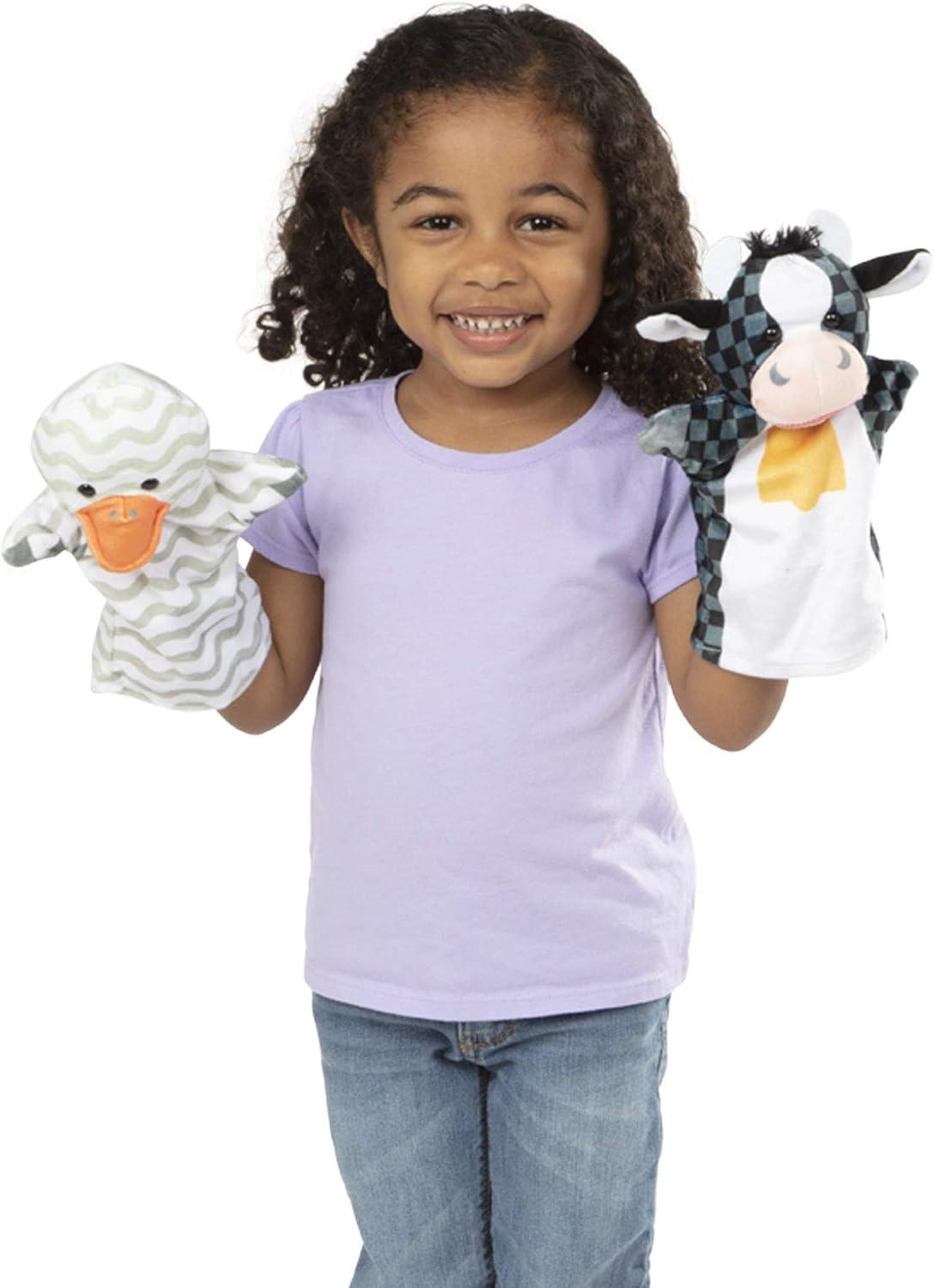 Melissa & Doug Barn Buddies Hand Puppets Set - Cow, Sheep, Horse, Duck, Chicken, Pig (Pack of 6 ...