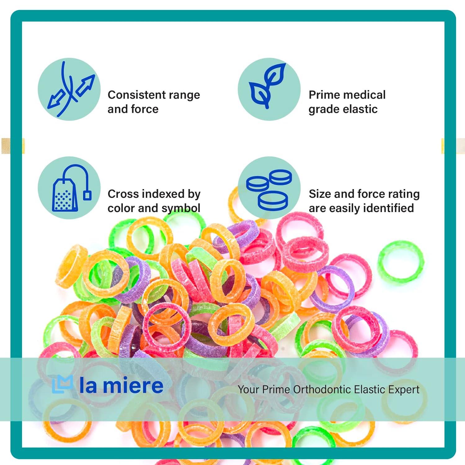 Neon Non-Latex 3 Packs 300 Count Orthodontic Elastics - Heavy 6.5oz - 3/16 Inch (4.8mm) - Dental ...