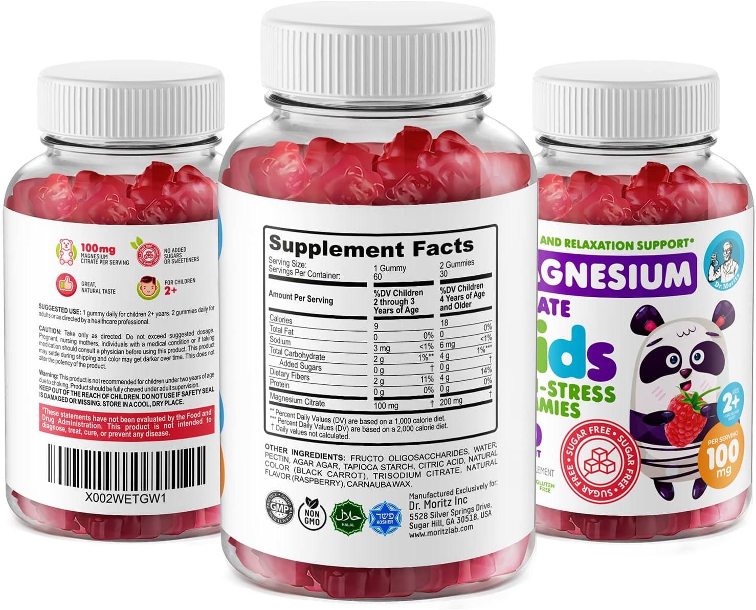 Dr. Moritz Kids Sugar-Free Magnesium Gummies & Multivitamin - Calm ...