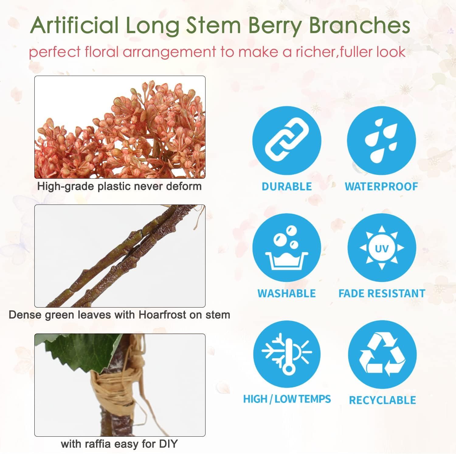 Fire Orange Pepperberry Artificial Berry Stems - 20 Inch Holly ...