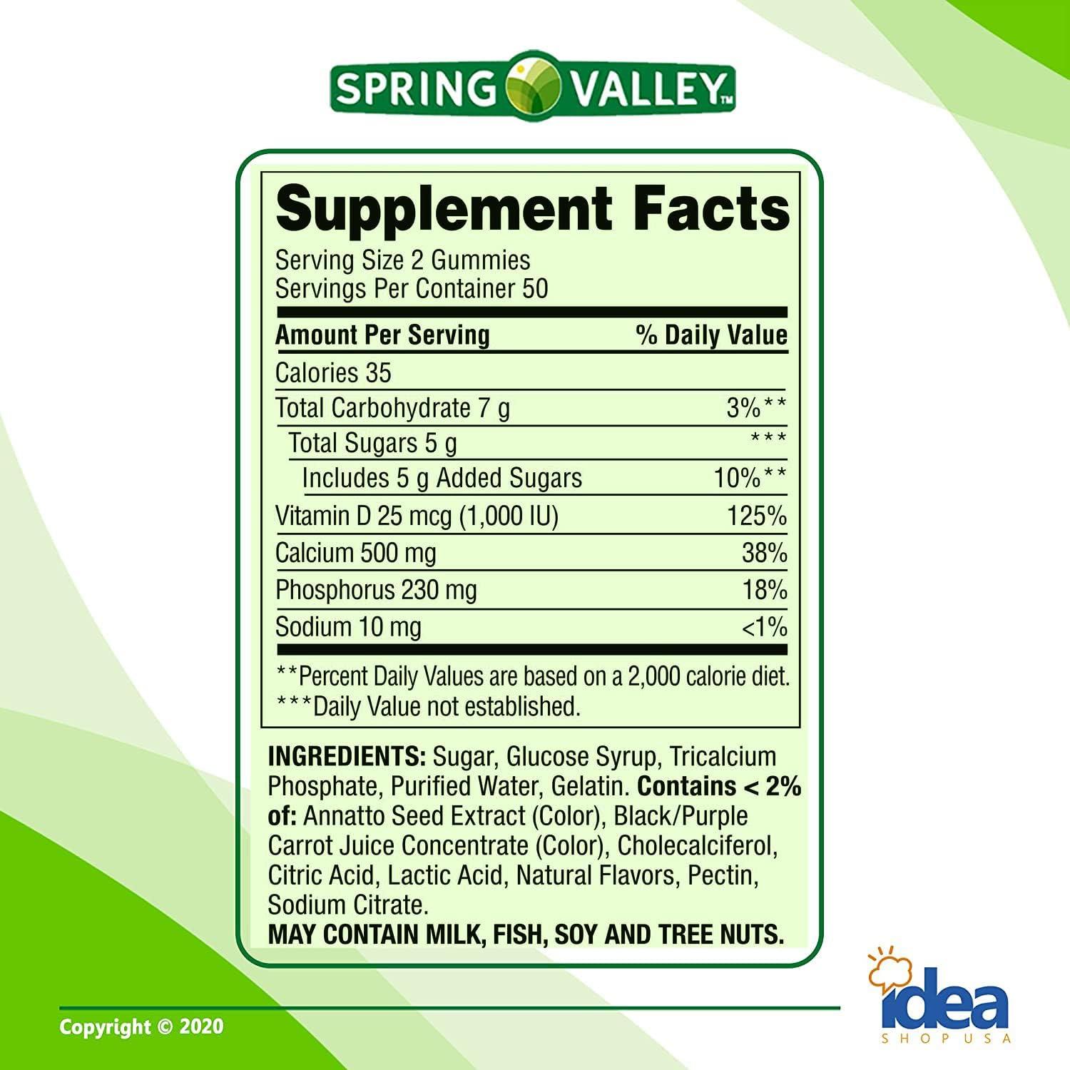 Spring Valley Calcium Plus Vitamin D Adult Gummies 100 Ct Bundle - A to ...