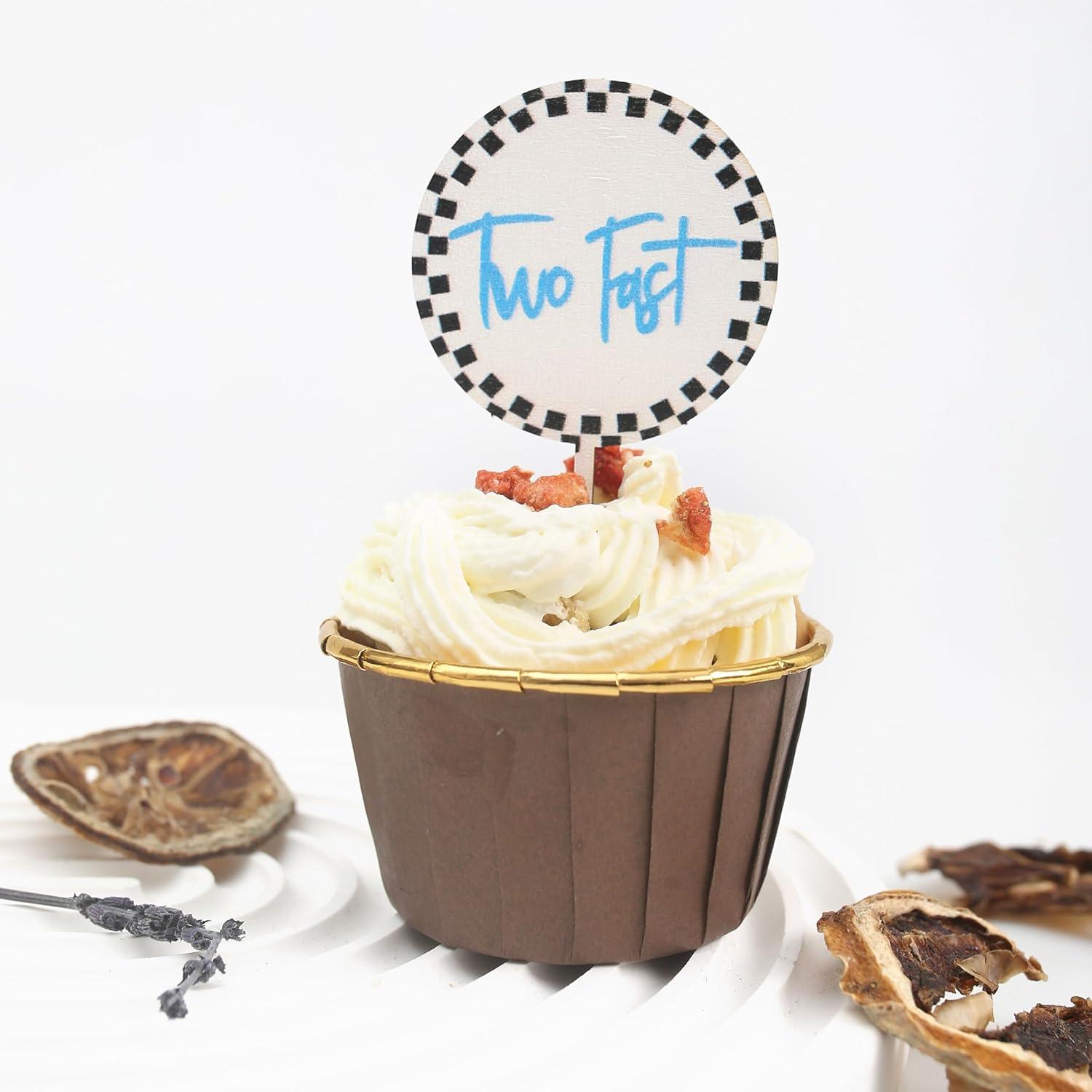 Two Fast Birthday Cupcake Topper For 8PCS - Race Car Themed 2nd ...