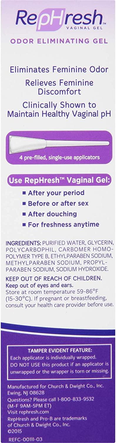 RepHresh Vaginal Gel 0.07oz with 4 Pre-filled Applicators - pH Balance ...